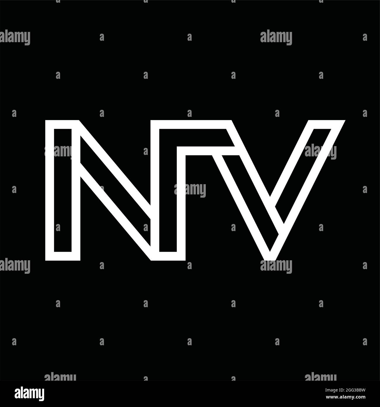 NV Logo monogram with pillar shape white background design template ...
