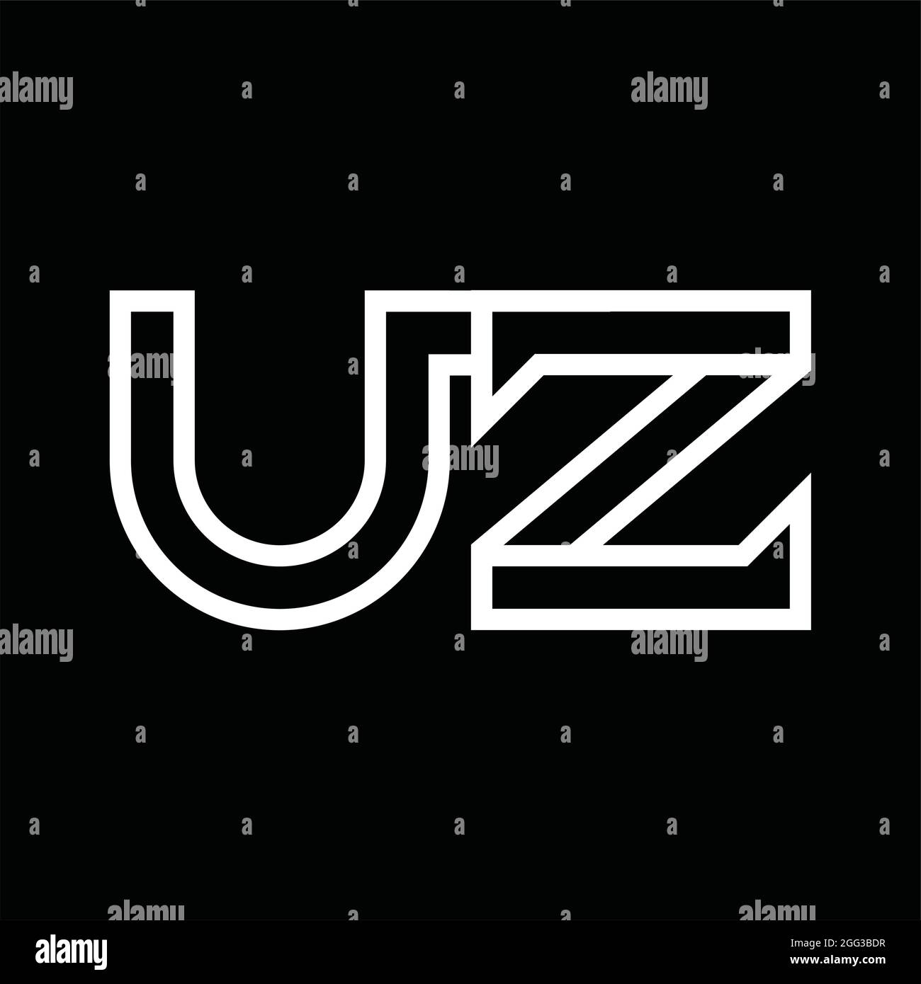 UZ Logo monogram with pillar shape white background design template ...