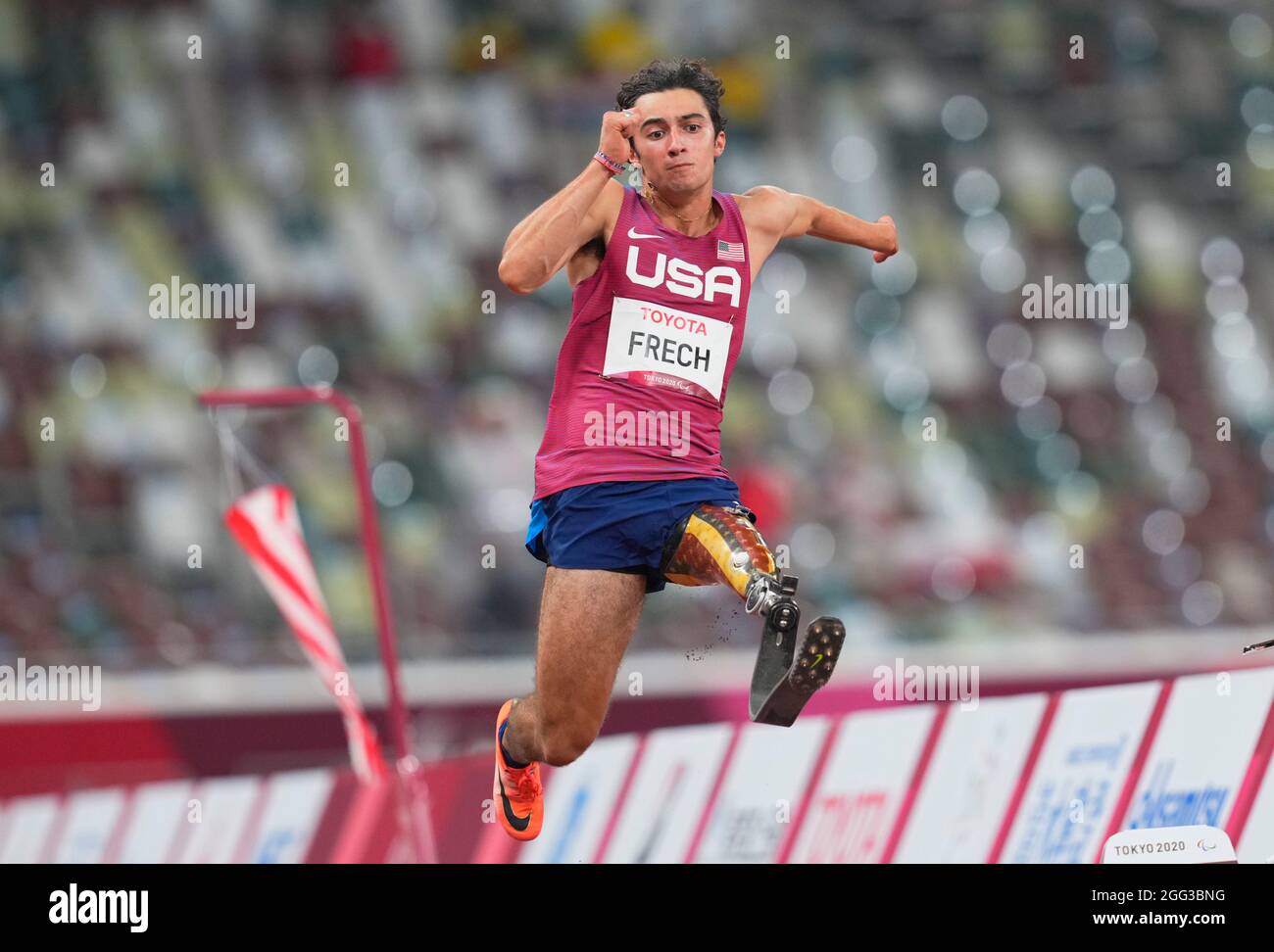 August 28, 2021: Ezra Frech from USA at longjump during athletics at ...