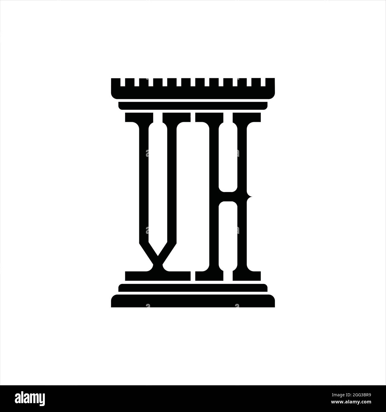 VH Logo monogram with pillar shape white background design template ...