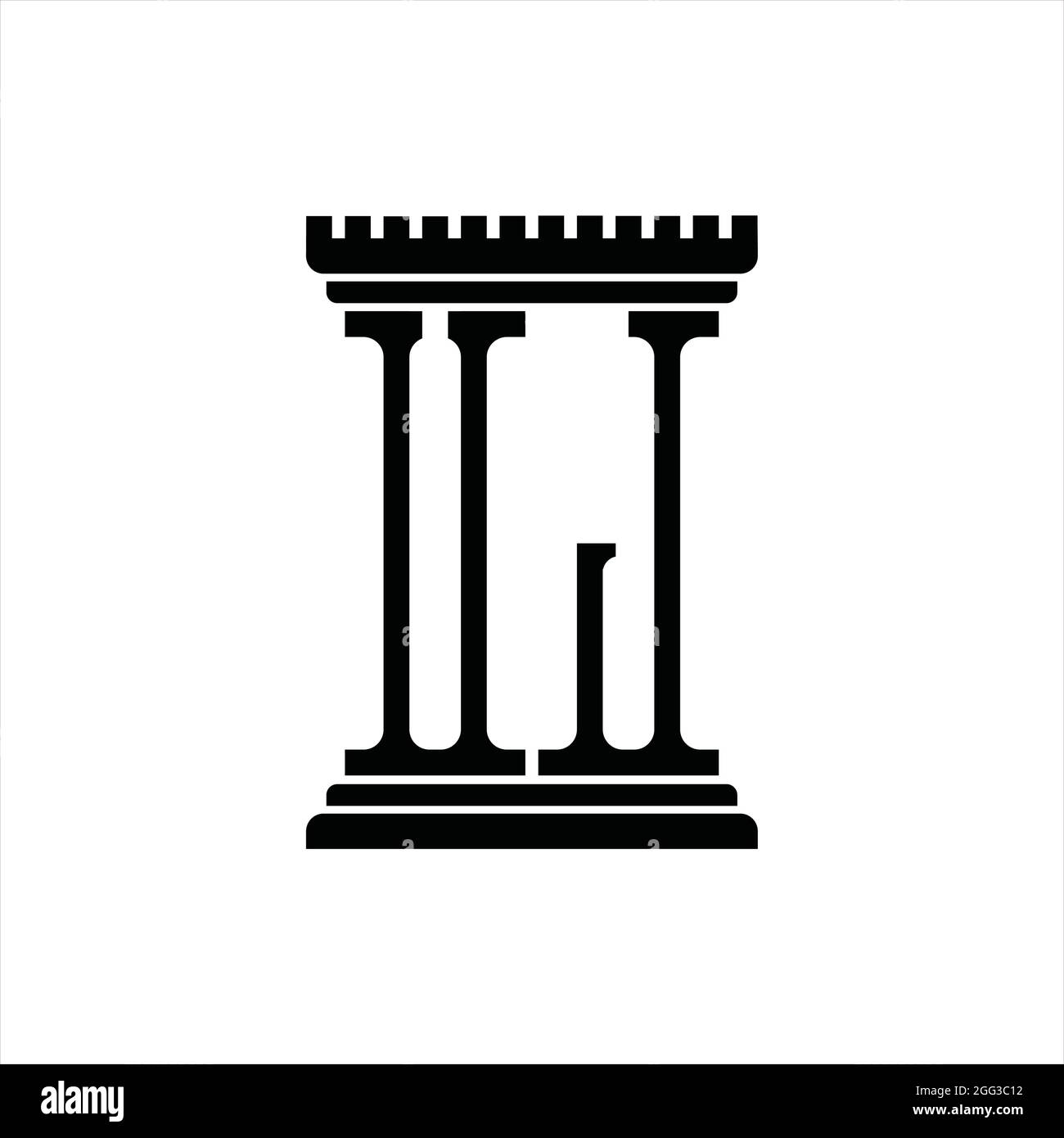 UJ Logo monogram with pillar shape white background design template ...