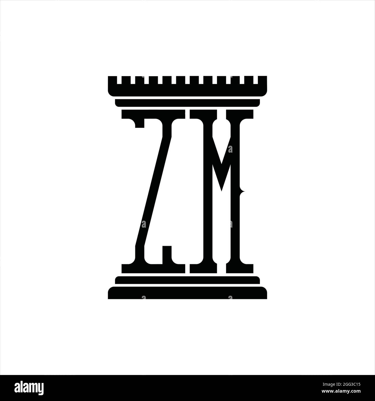 ZM Logo monogram with pillar shape white background design template ...