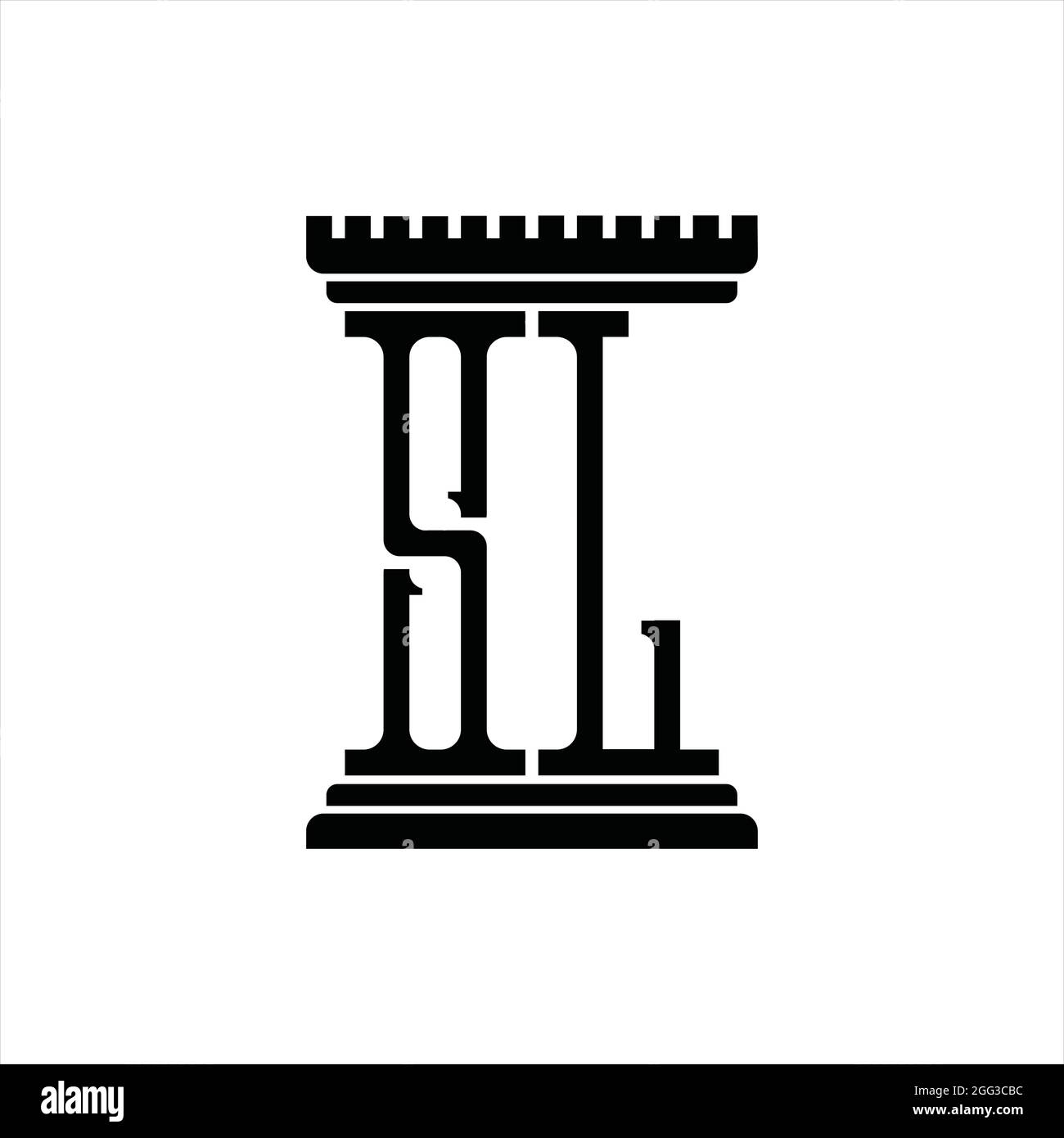 SL Logo monogram with pillar shape white background design template ...