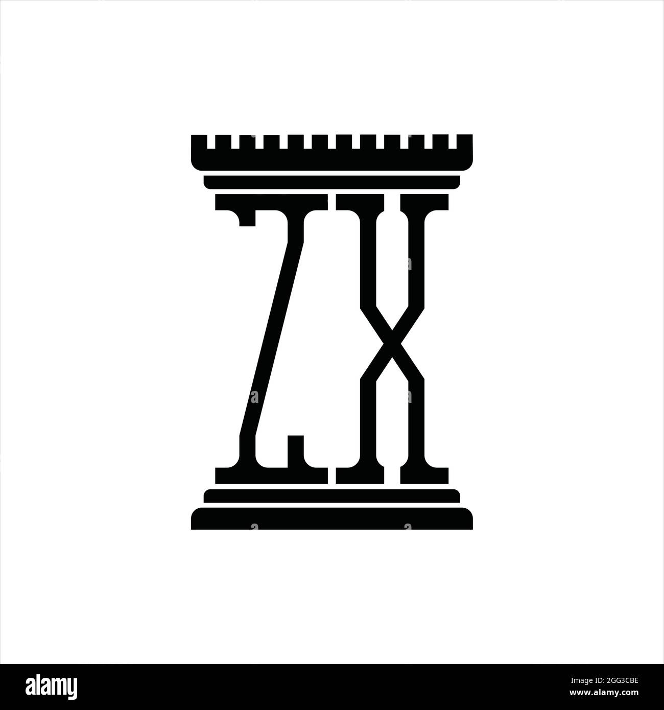 ZX Logo monogram with pillar shape white background design template Stock Vector Image & Art - Alamy