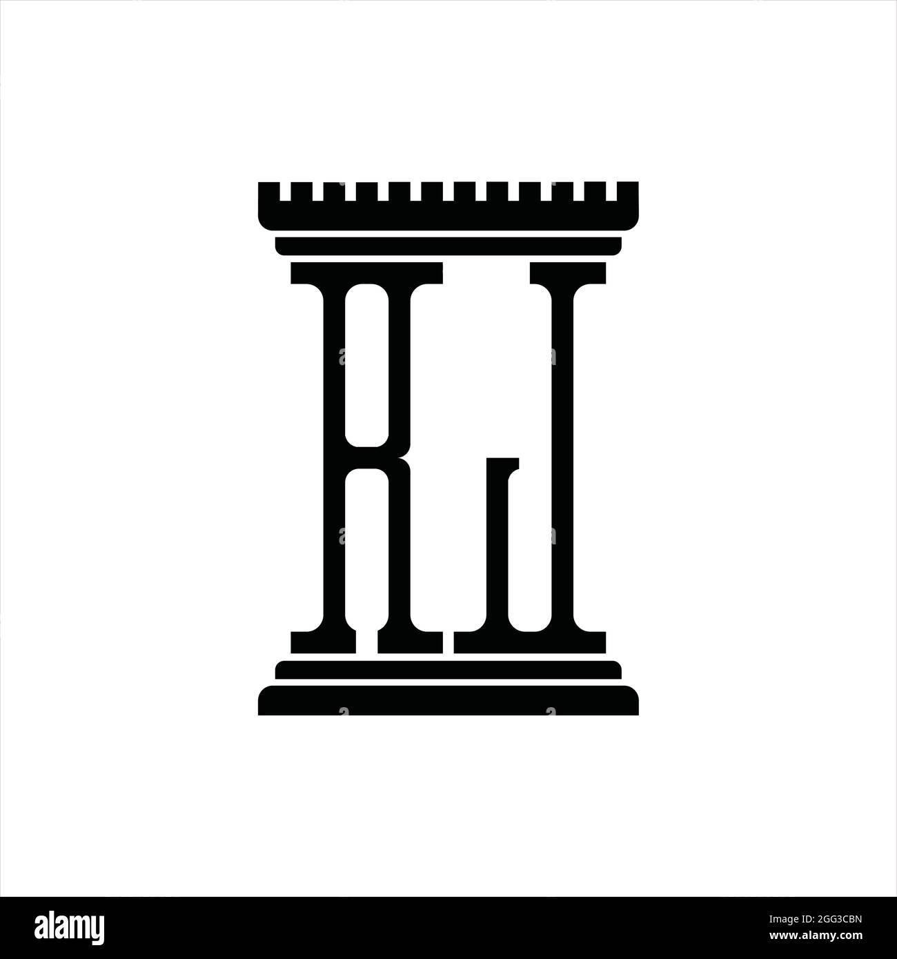 RJ Logo monogram with pillar shape white background design template ...