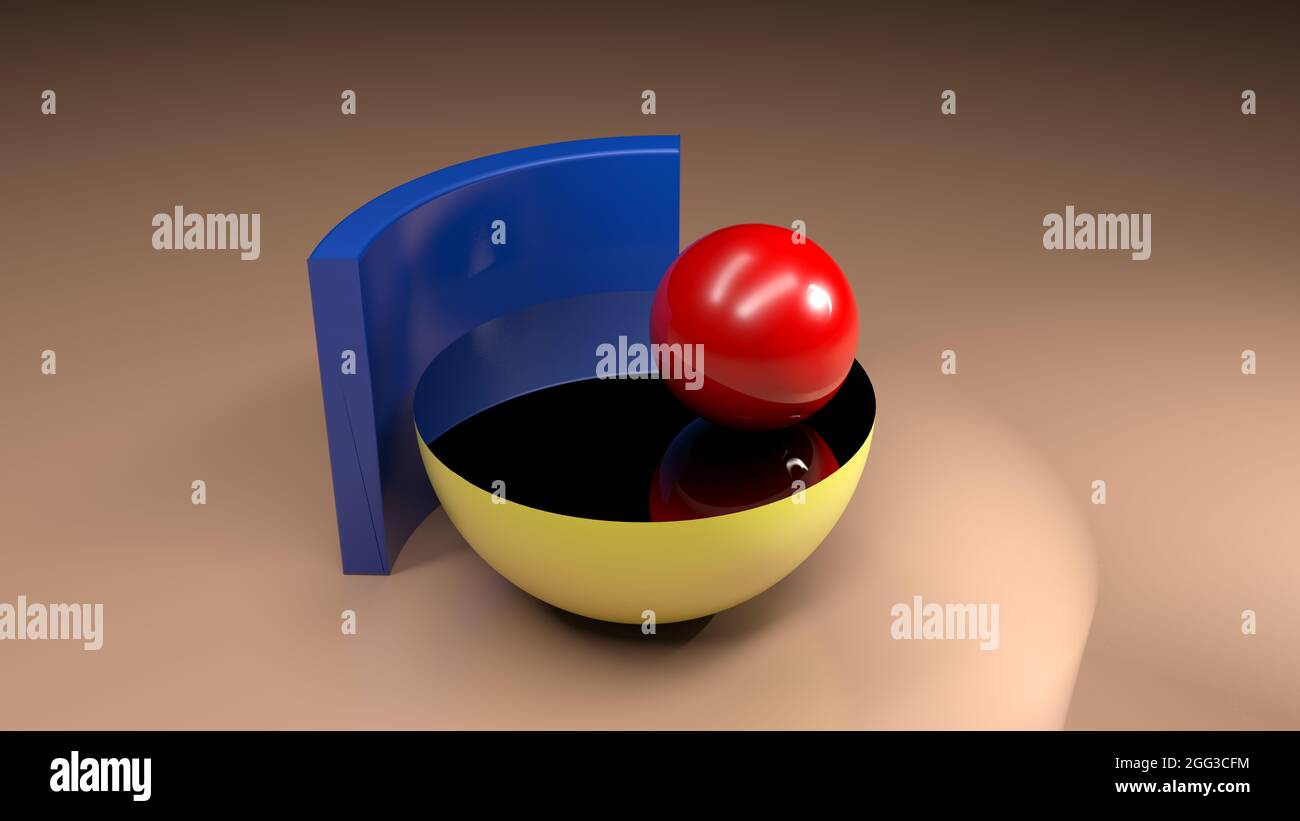 Abstract geometrical composition of objects - 3D rendering illustration ...