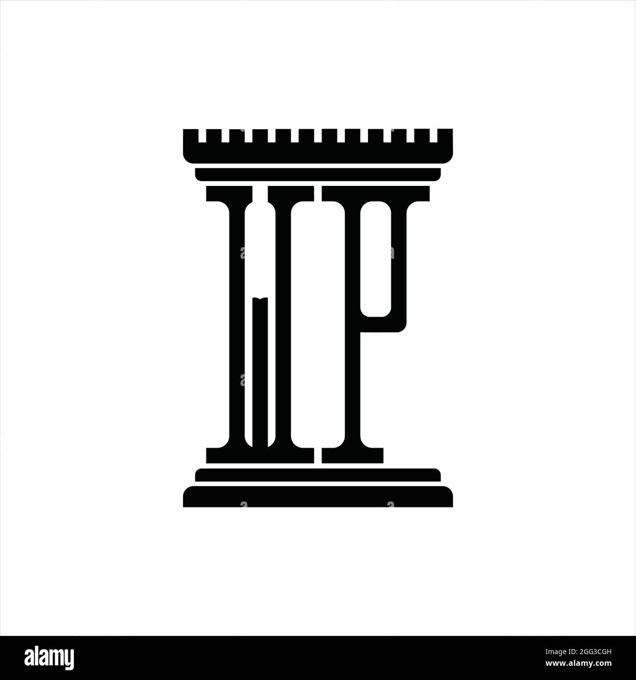 WP Logo monogram with pillar shape white background design template ...