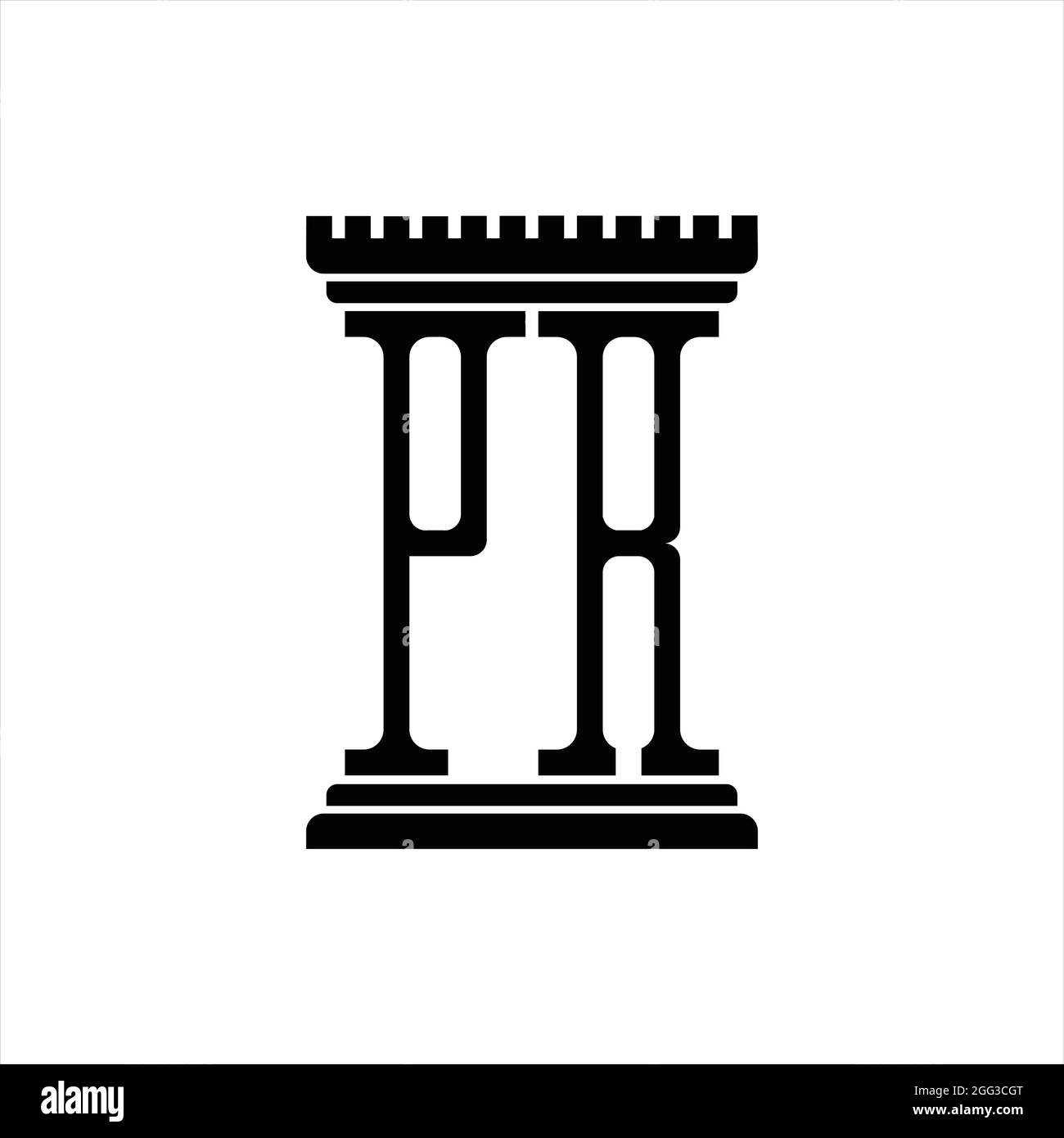 PR Logo monogram with pillar shape white background design template ...