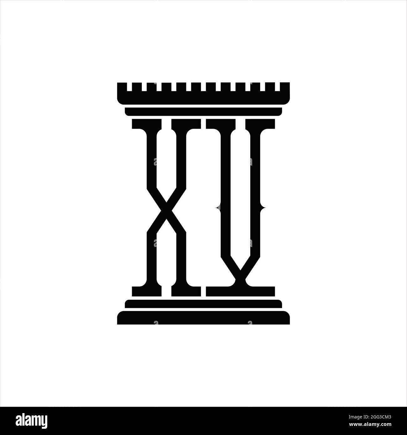 XV Logo monogram with pillar shape white background design template ...
