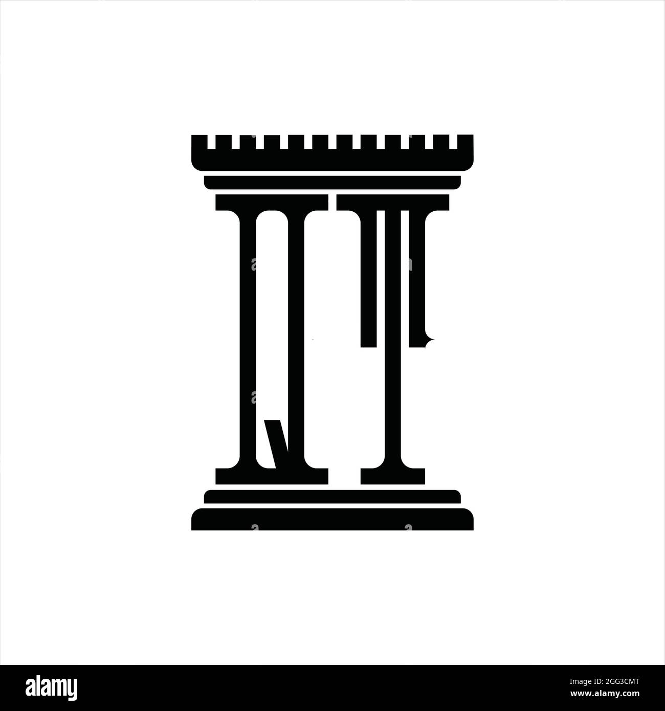 QT Logo monogram with pillar shape white background design template ...