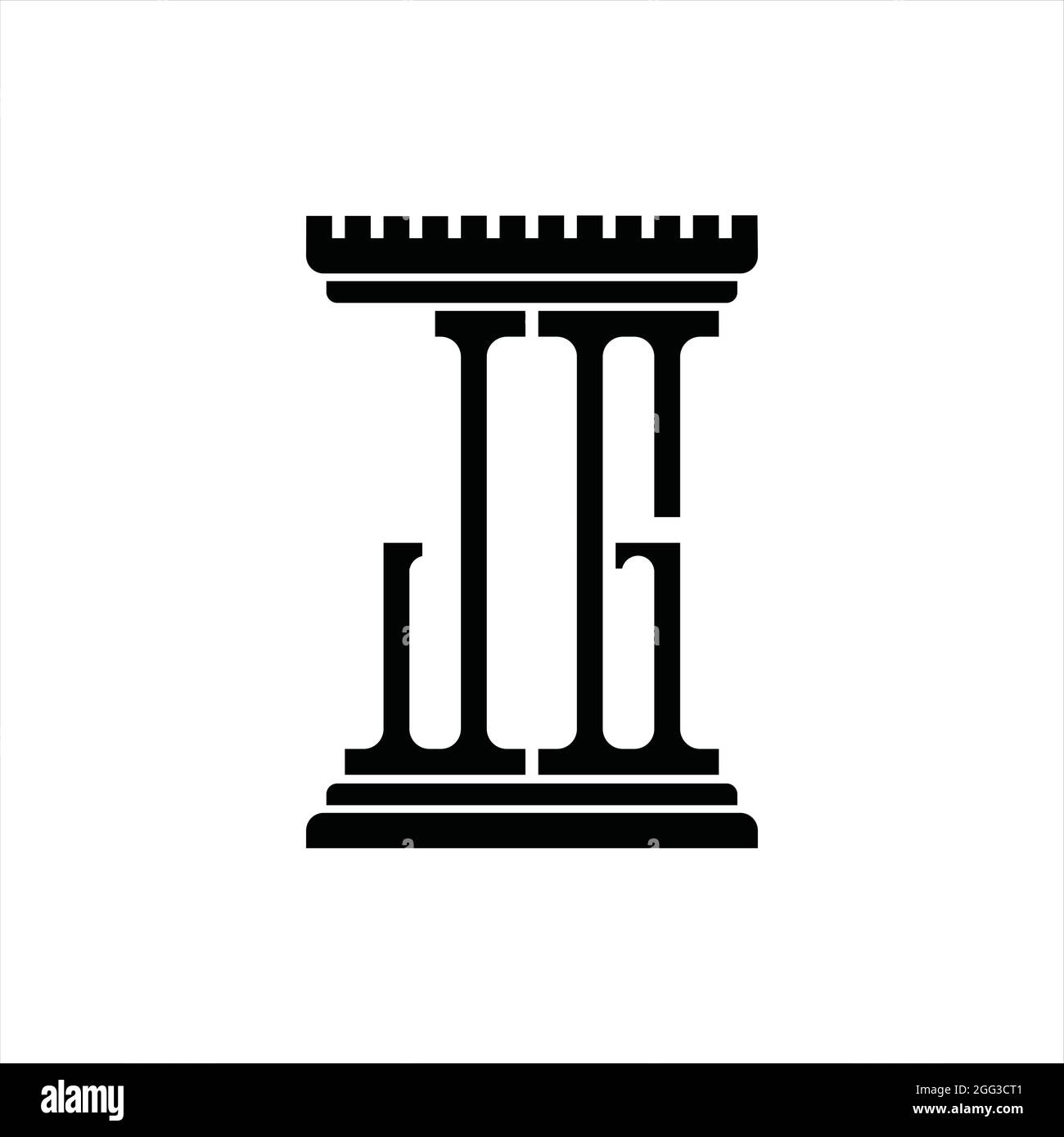 JG Logo monogram with pillar shape white background design template ...