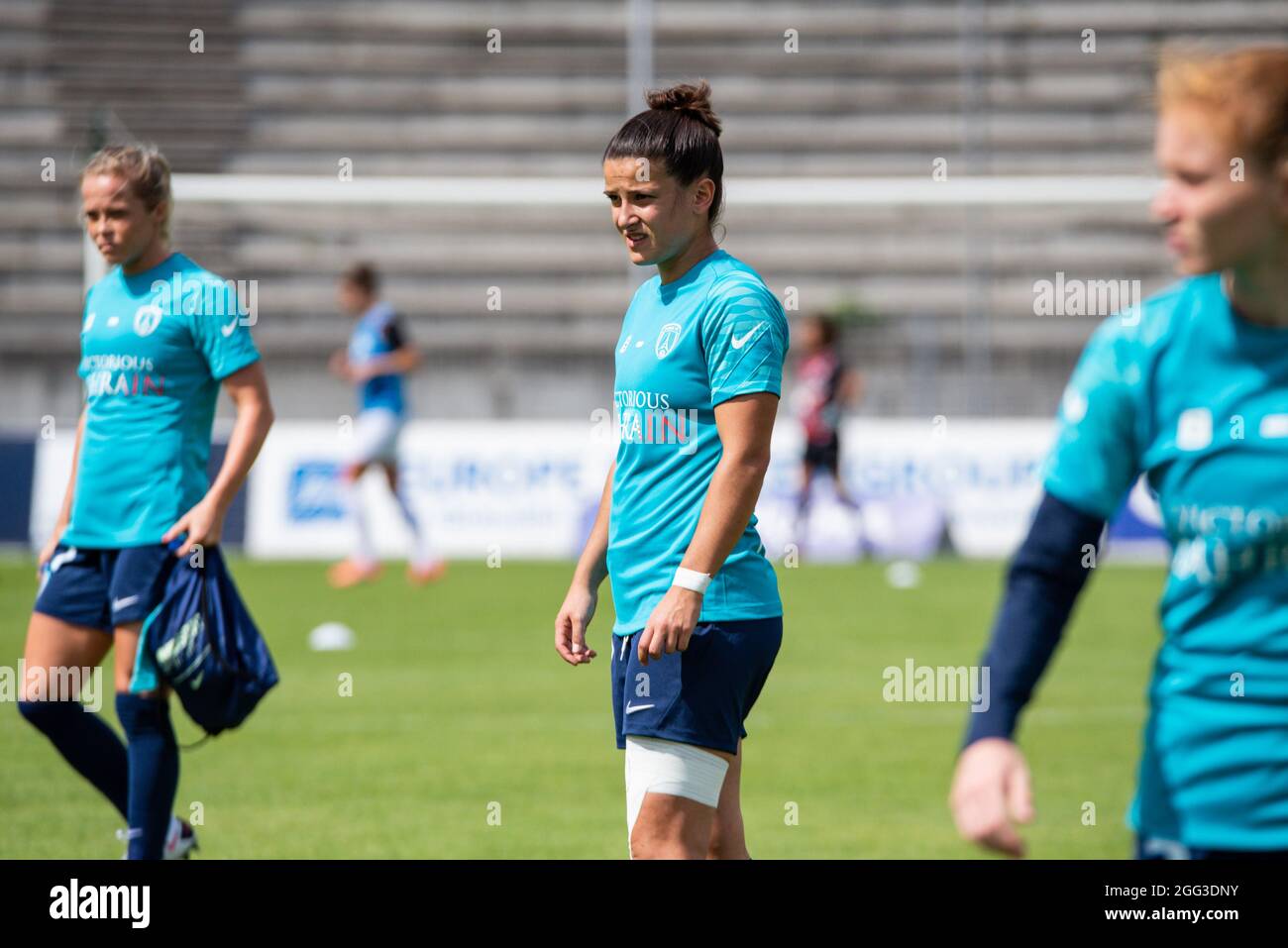 Mathilde Bourdieu of Paris FC warms up ahead of the Women's French ...