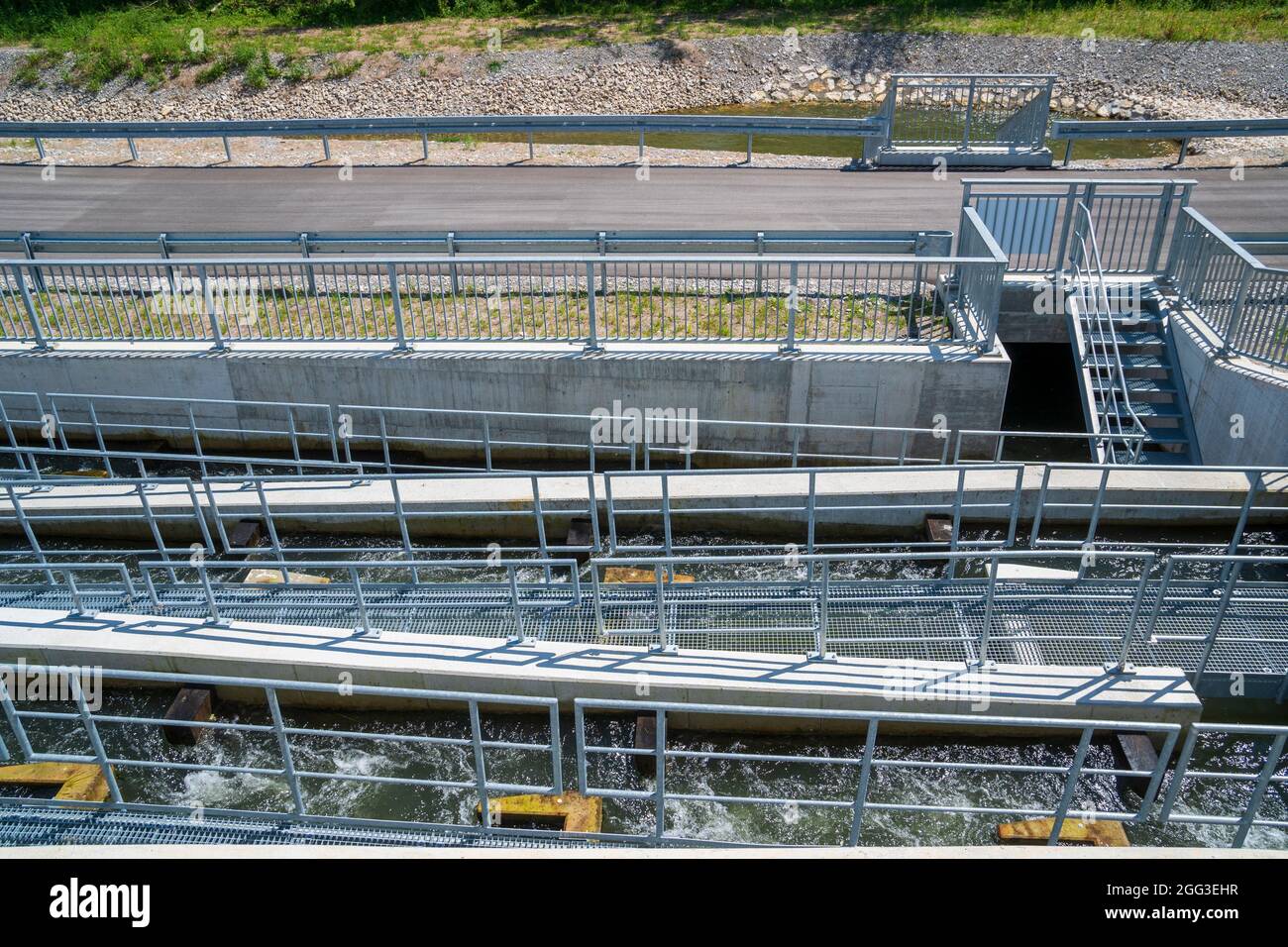 fish ladder for migration and spawning at river Stock Photo - Alamy