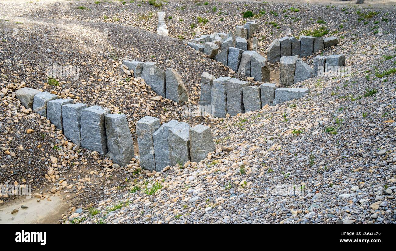 fish ladder for migration and spawning at river in construction Stock ...