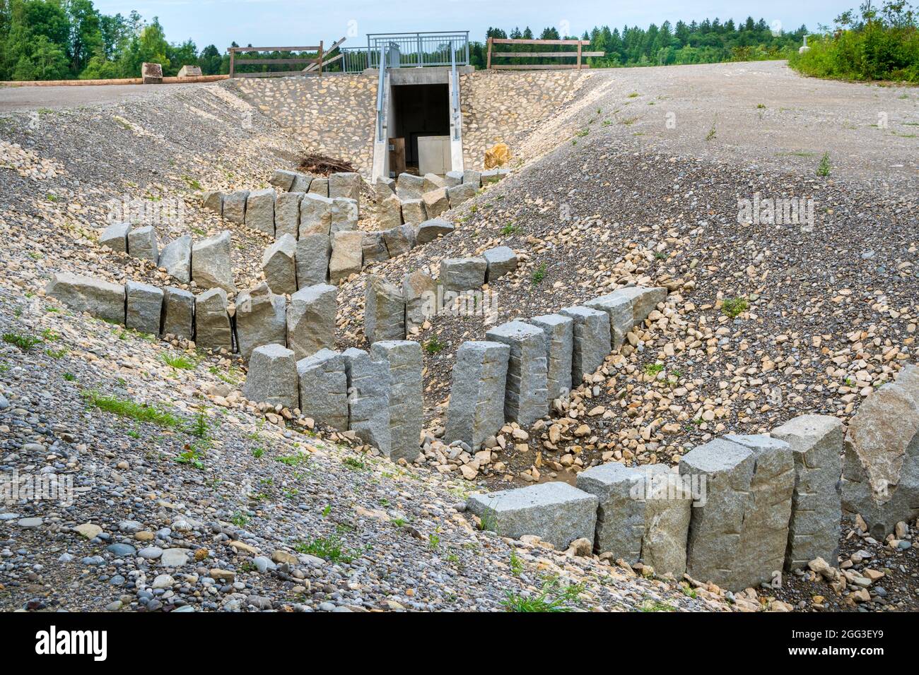 fish ladder for migration and spawning at river in construction Stock ...