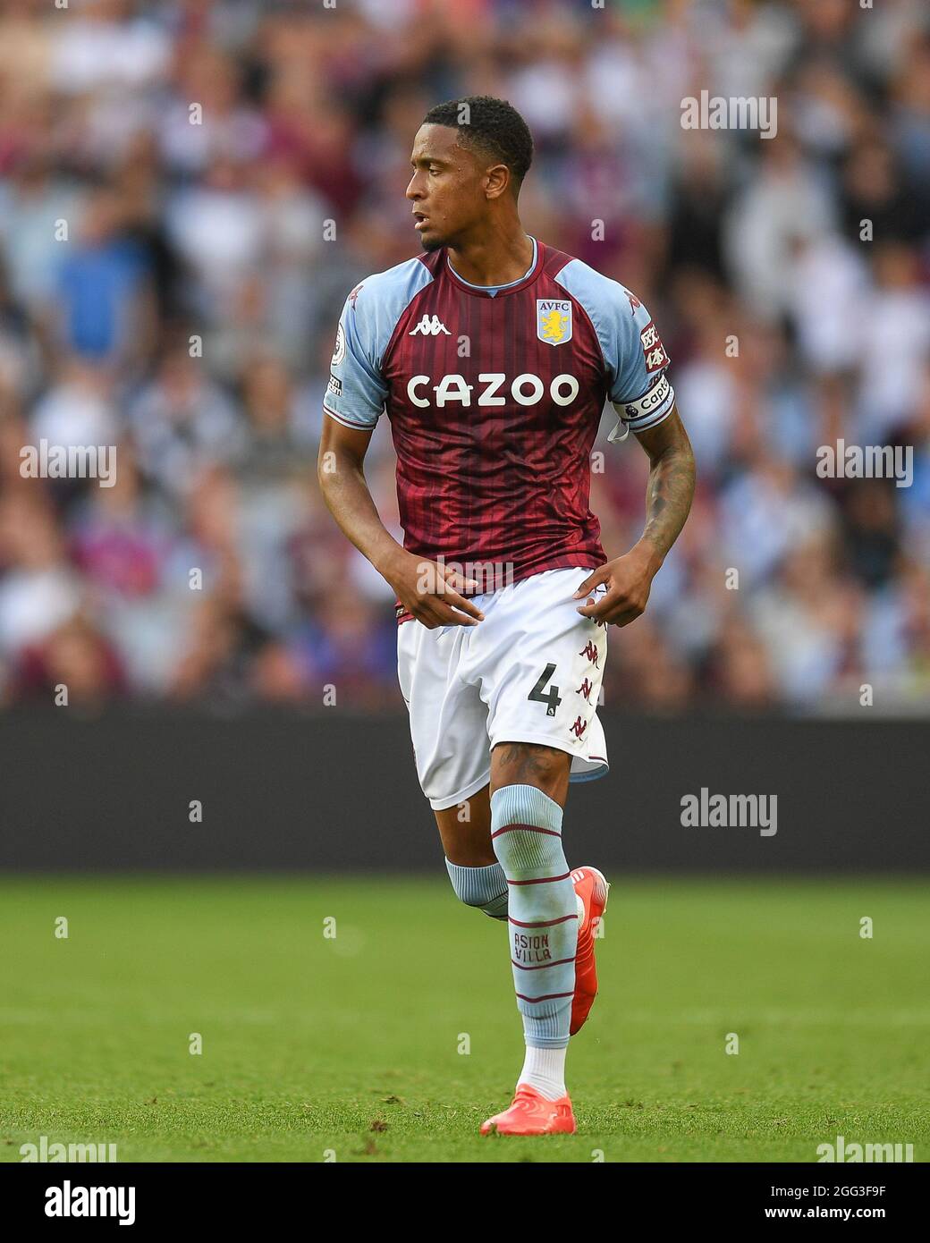 Birmingham UK. 28th Aug 2021. Ezri Konsa 4 of Aston Villa during the game in Birmingham