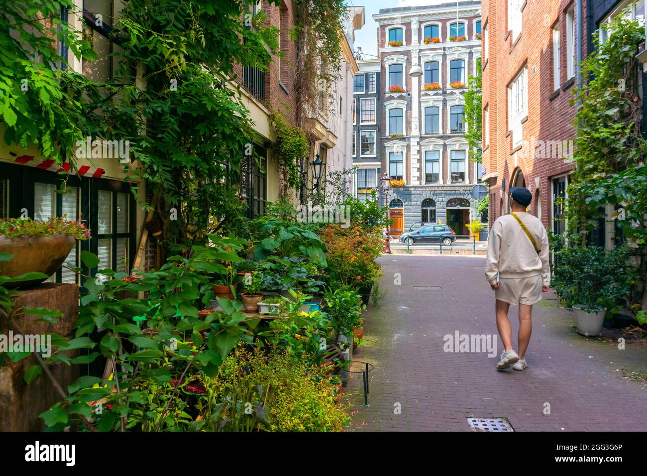 Amsterdam, Holland, Man Walking Away, Street Scenes, Townhouses in Old ...