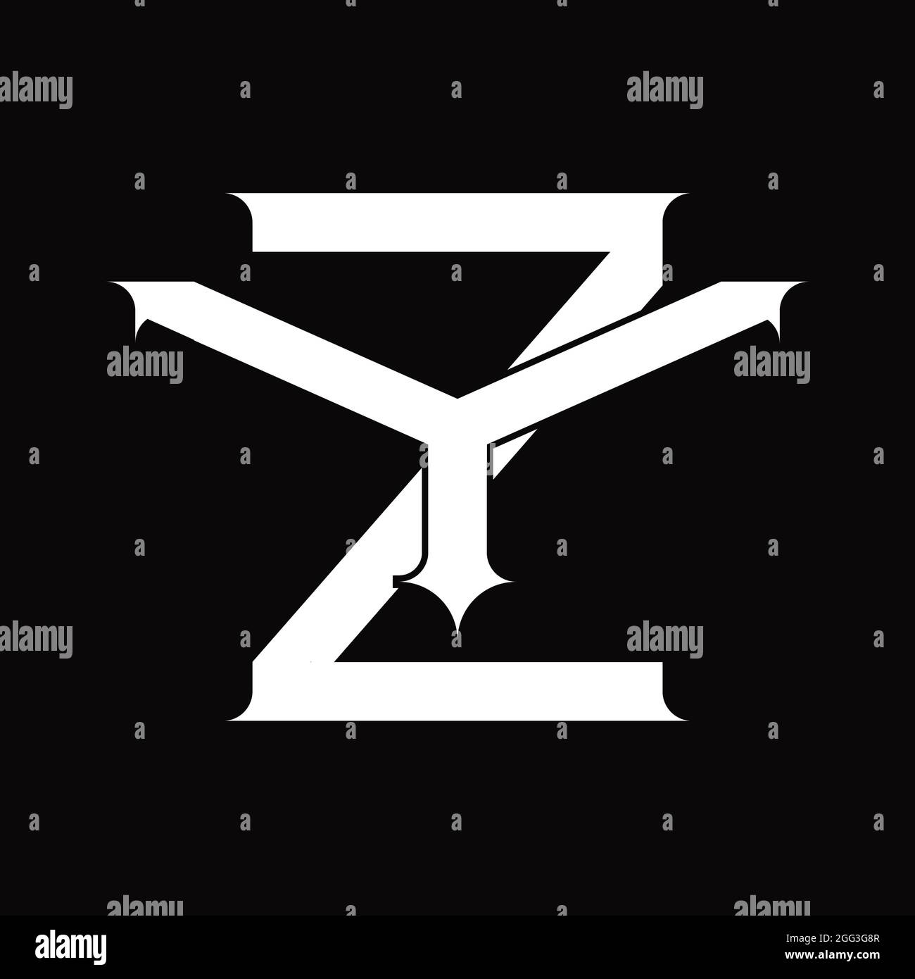 YZ Logo monogram with vintage overlapping linked style on white design ...