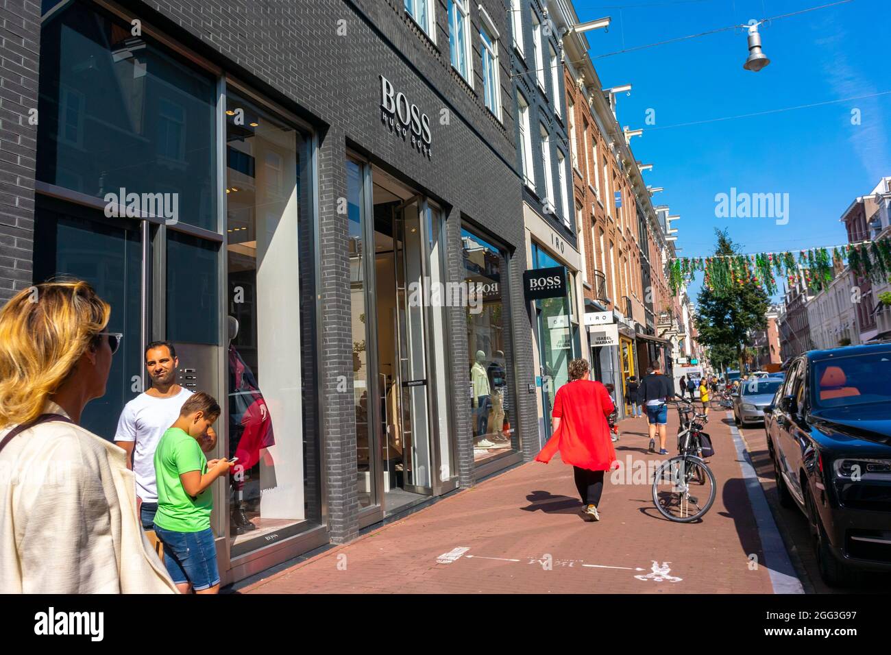 Amsterdam, Holland, Street Scenes, Row Luxury Shops, Townhouses in Old ...