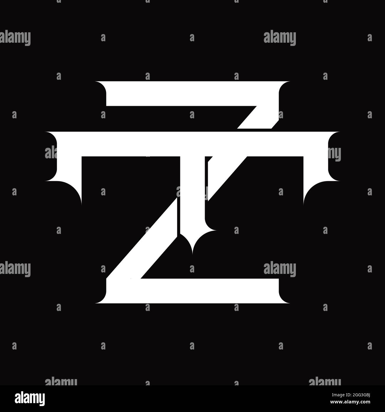 TZ Logo monogram with vintage overlapping linked style on white design ...
