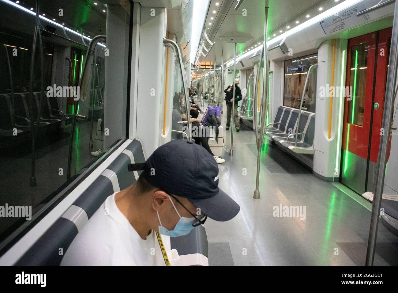 Chinese tourist man riding metro subway underground train hi-res stock ...