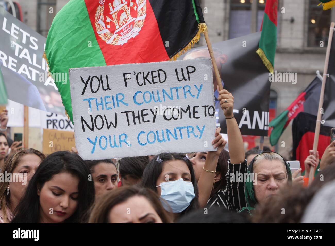 Amsterdam, Netherlands. 28th Aug, 2021. Protesters take part during a ...