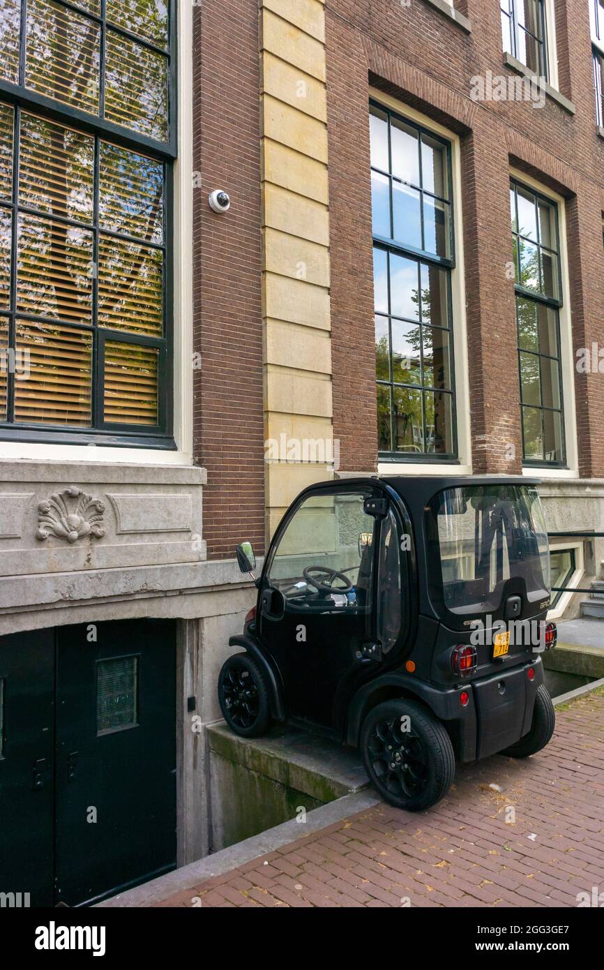 Amsterdam, Holland, Street Scenes, Parked mini Car, small car parked on ...