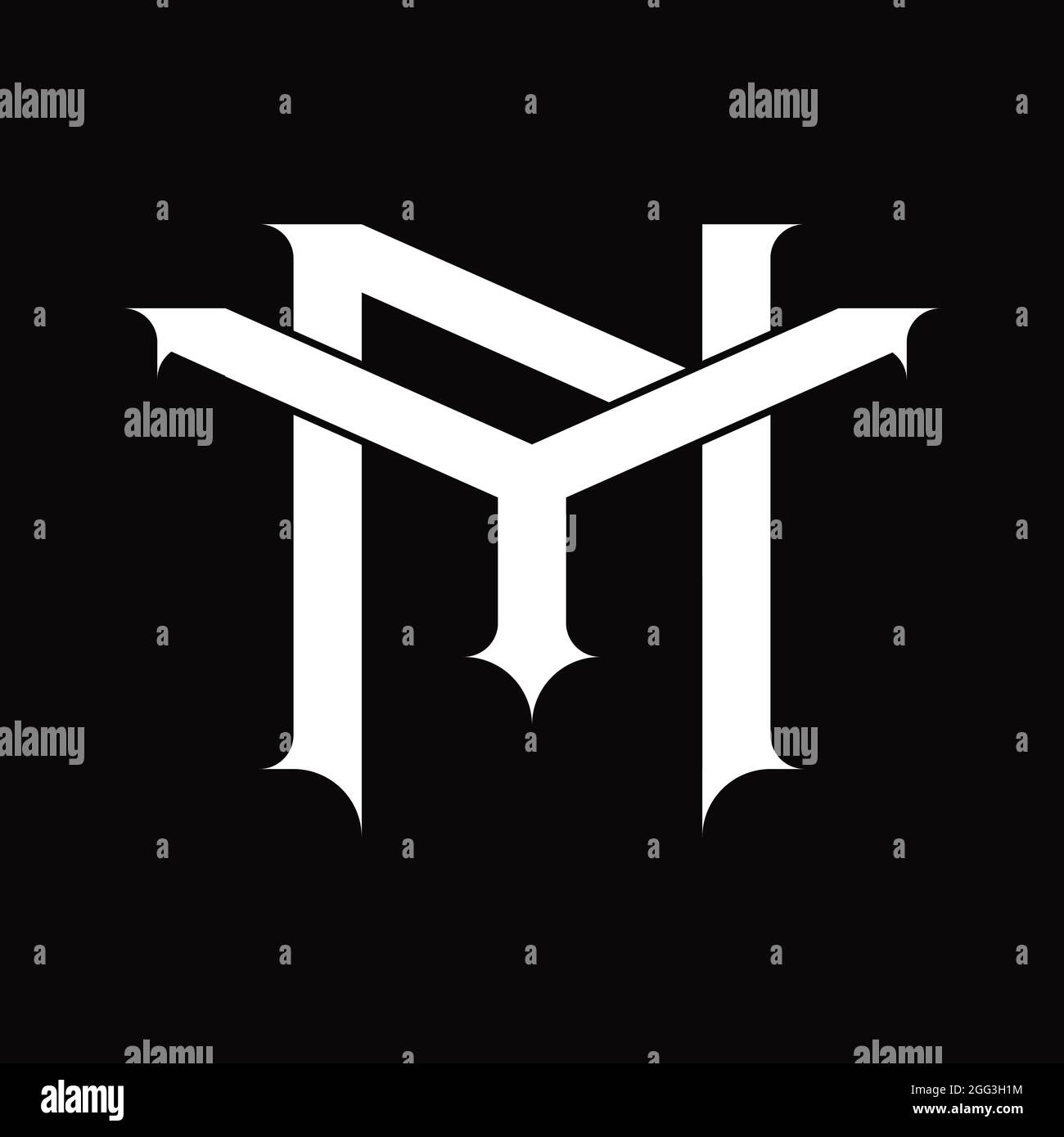 YN Logo monogram with vintage overlapping linked style on white design ...