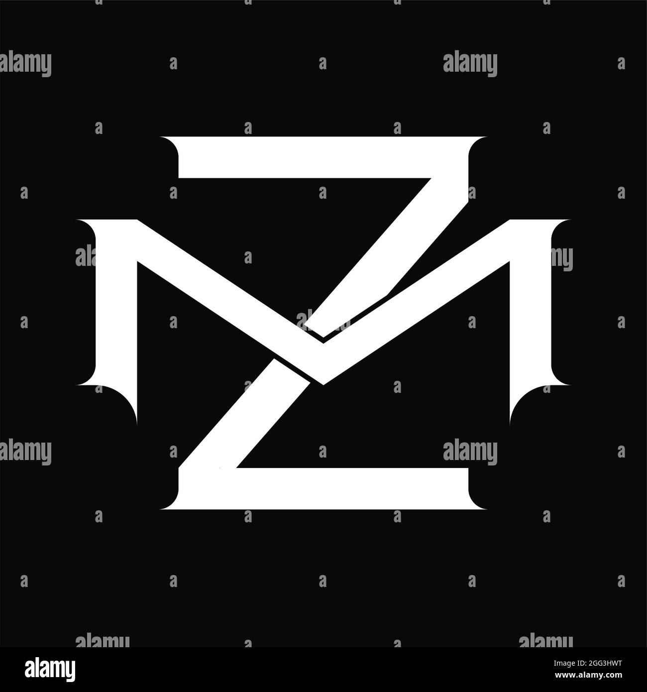 MZ Logo monogram with slice shape blackground design template Stock ...