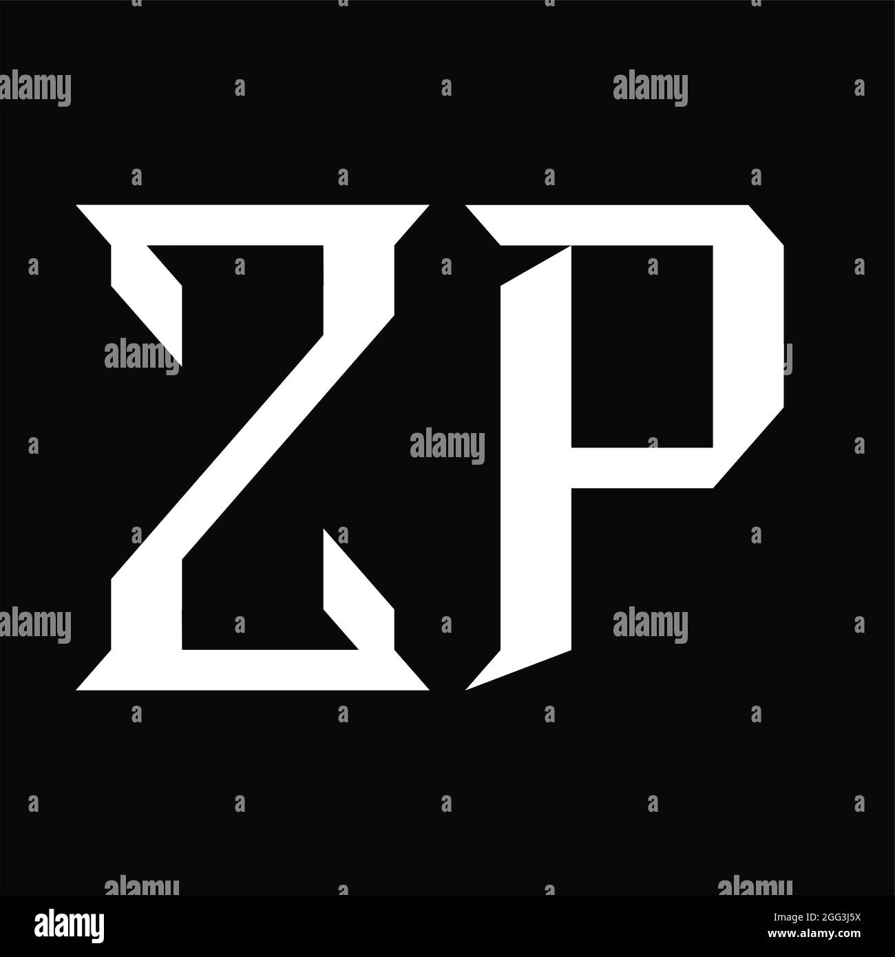 ZP Logo monogram with slice shape blackground design template Stock ...