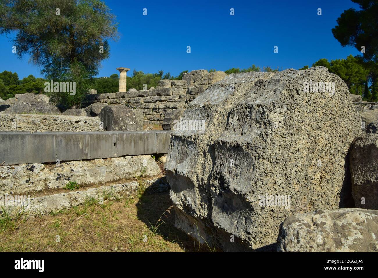 The Temple of Zeus at the Ancient Olympia, Greece, once housed a statue ...
