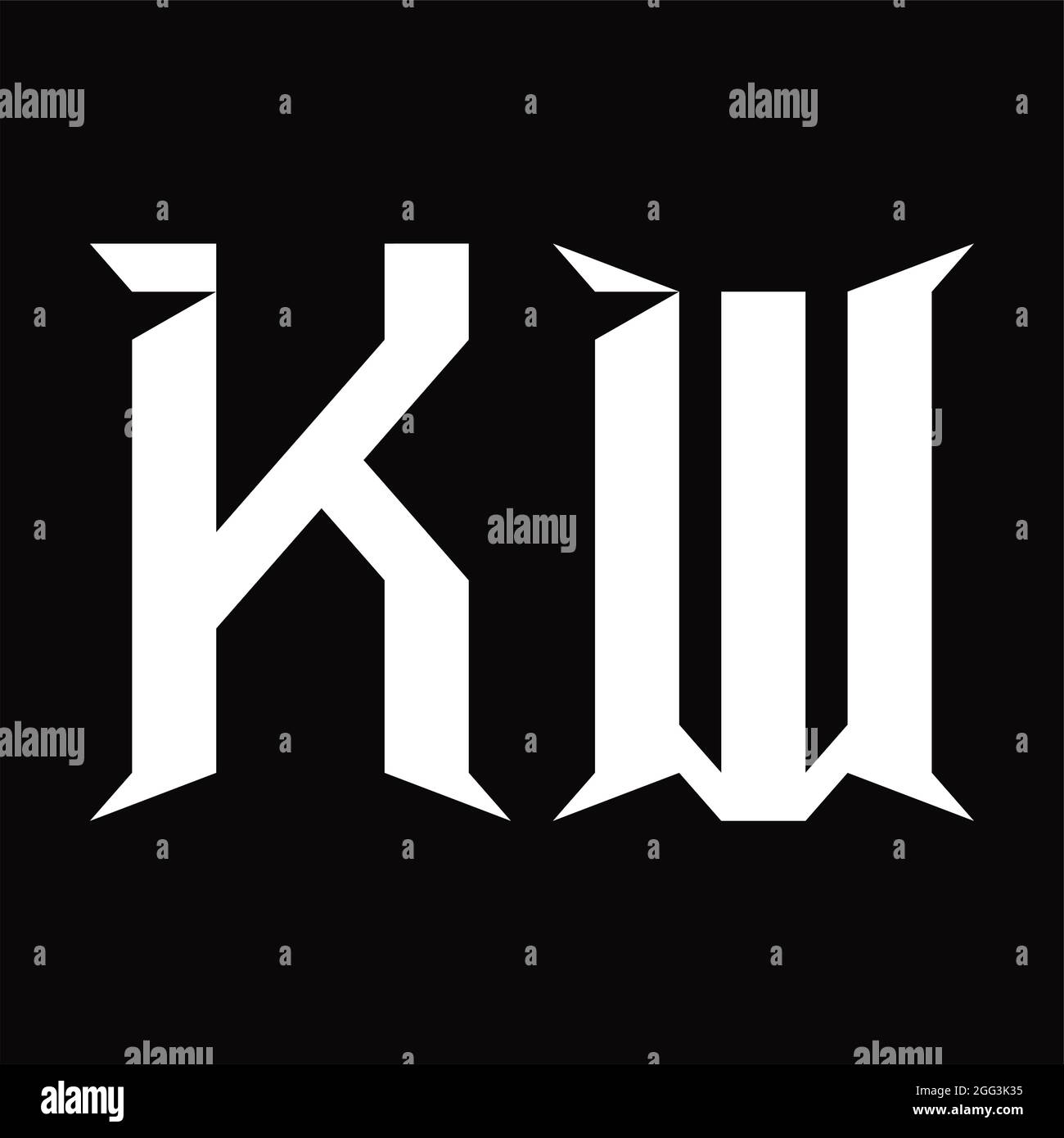 KW Logo monogram with slice shape blackground design template Stock ...