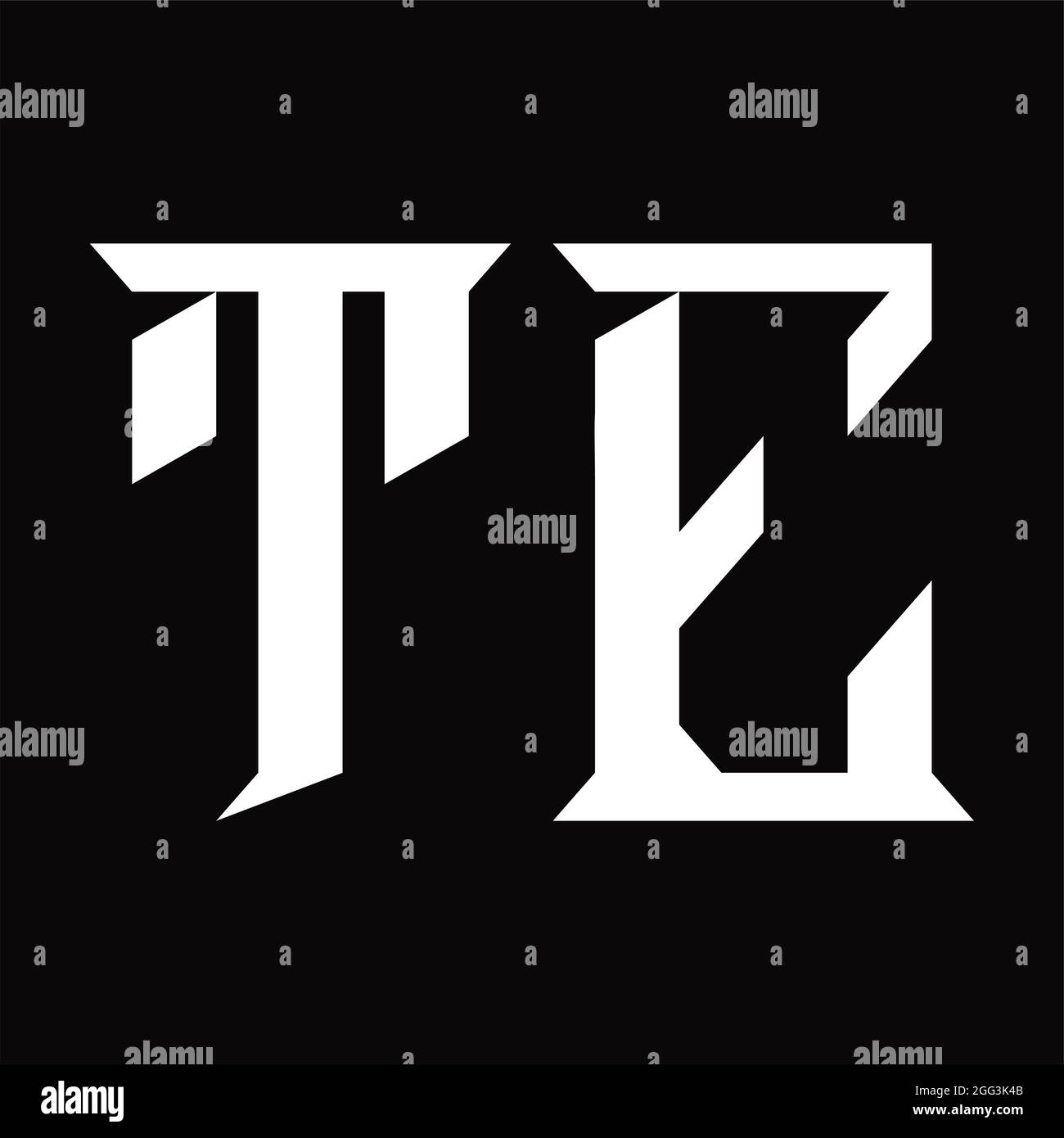 TE Logo monogram with slice shape blackground design template Stock ...