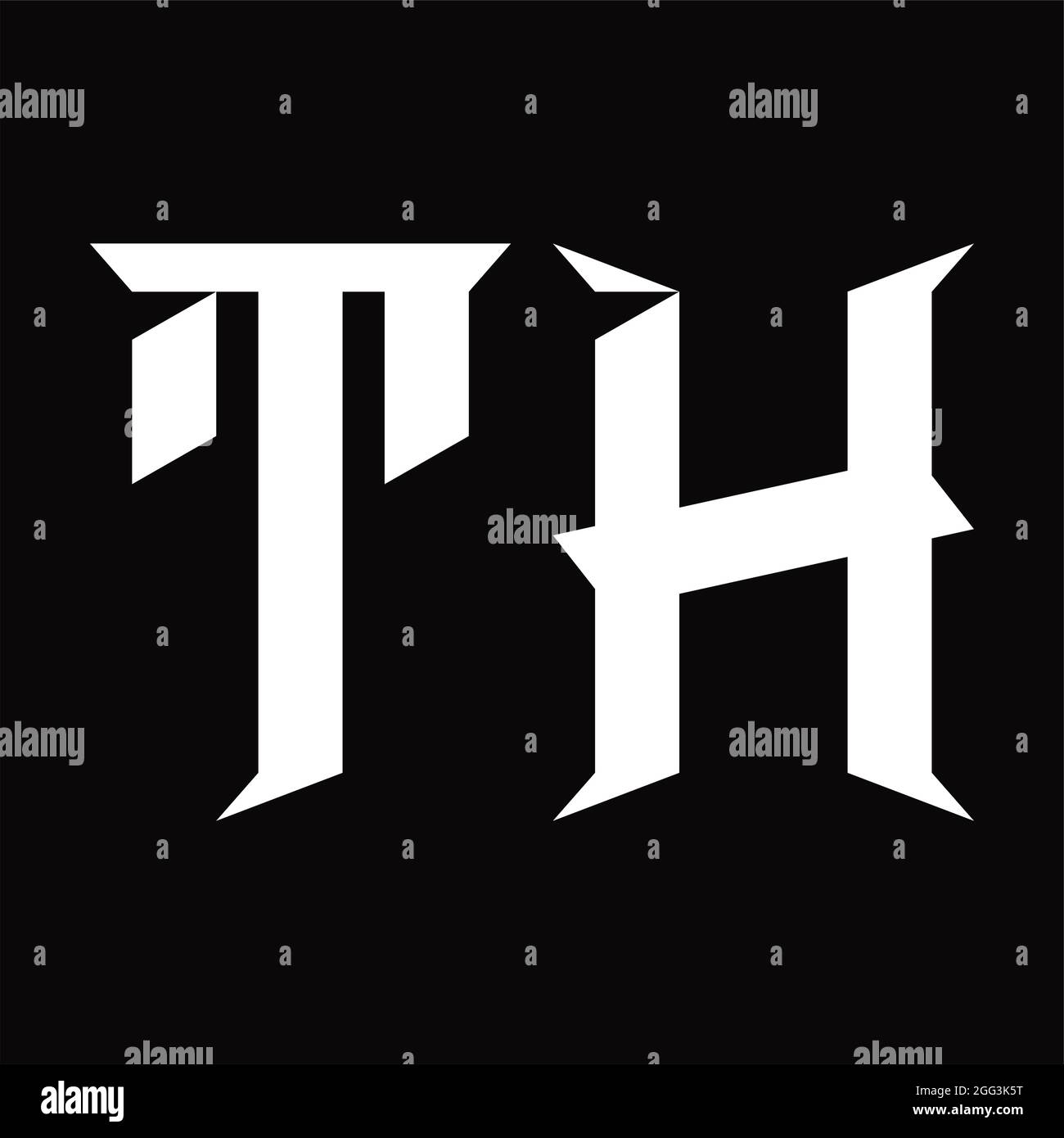TH Logo monogram with slice shape blackground design template Stock ...