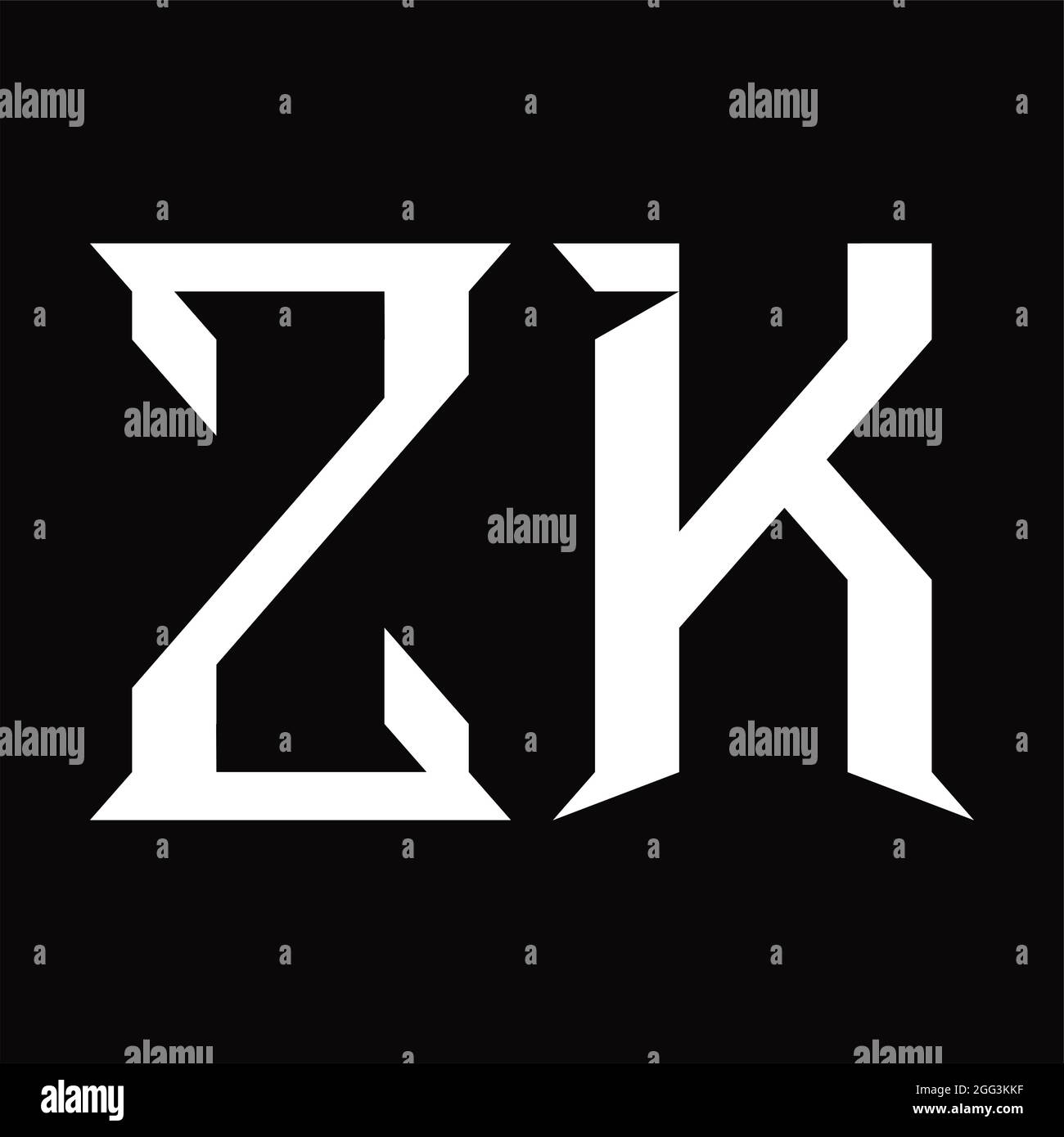 ZK Logo monogram with slice shape blackground design template Stock ...