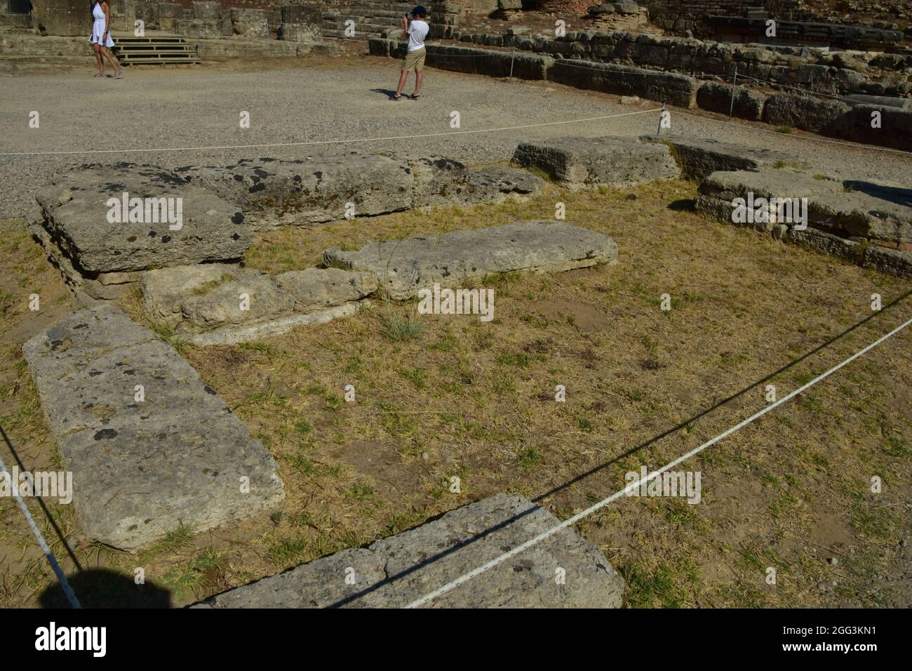 An altar in front of the Temple of Hera where the flame of the modern ...