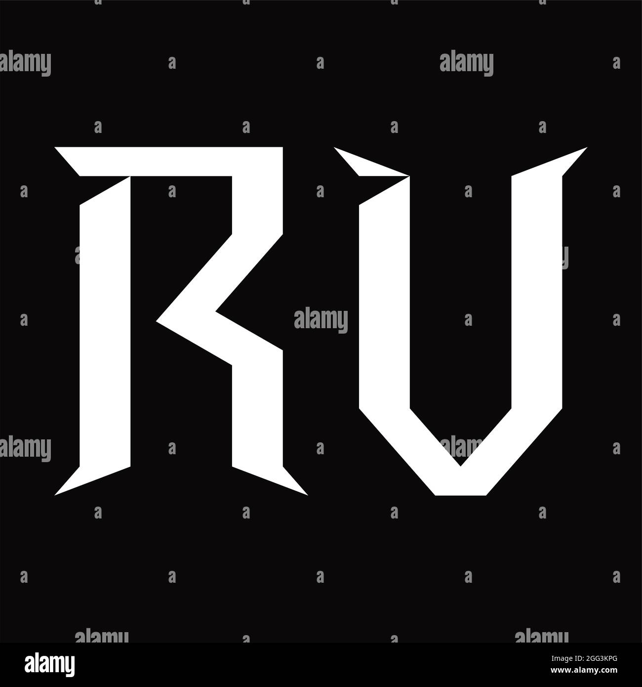 RV Logo monogram with slice shape blackground design template Stock ...