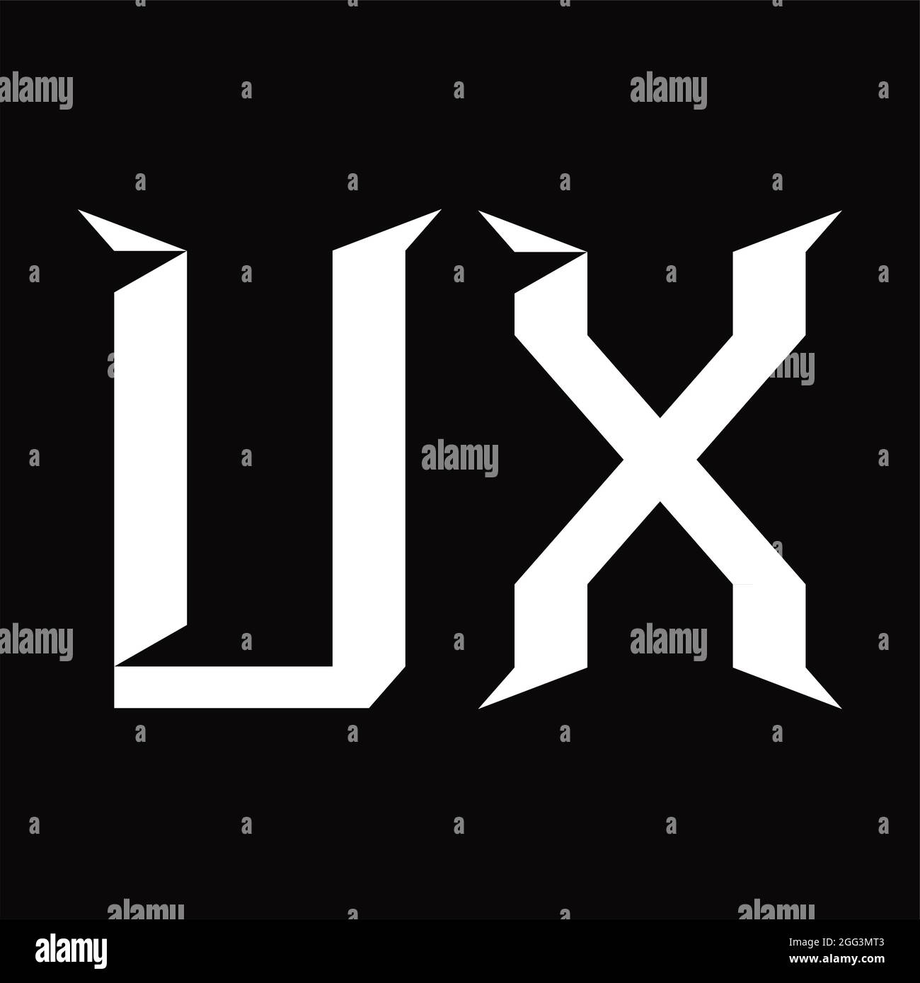 UX Logo monogram with slice shape blackground design template Stock ...