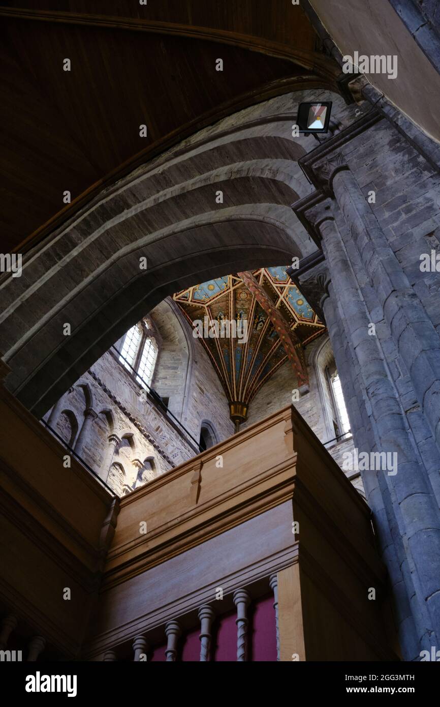 St. David's Cathedral in St. David's, Pembrokeshire, Wales showing ...