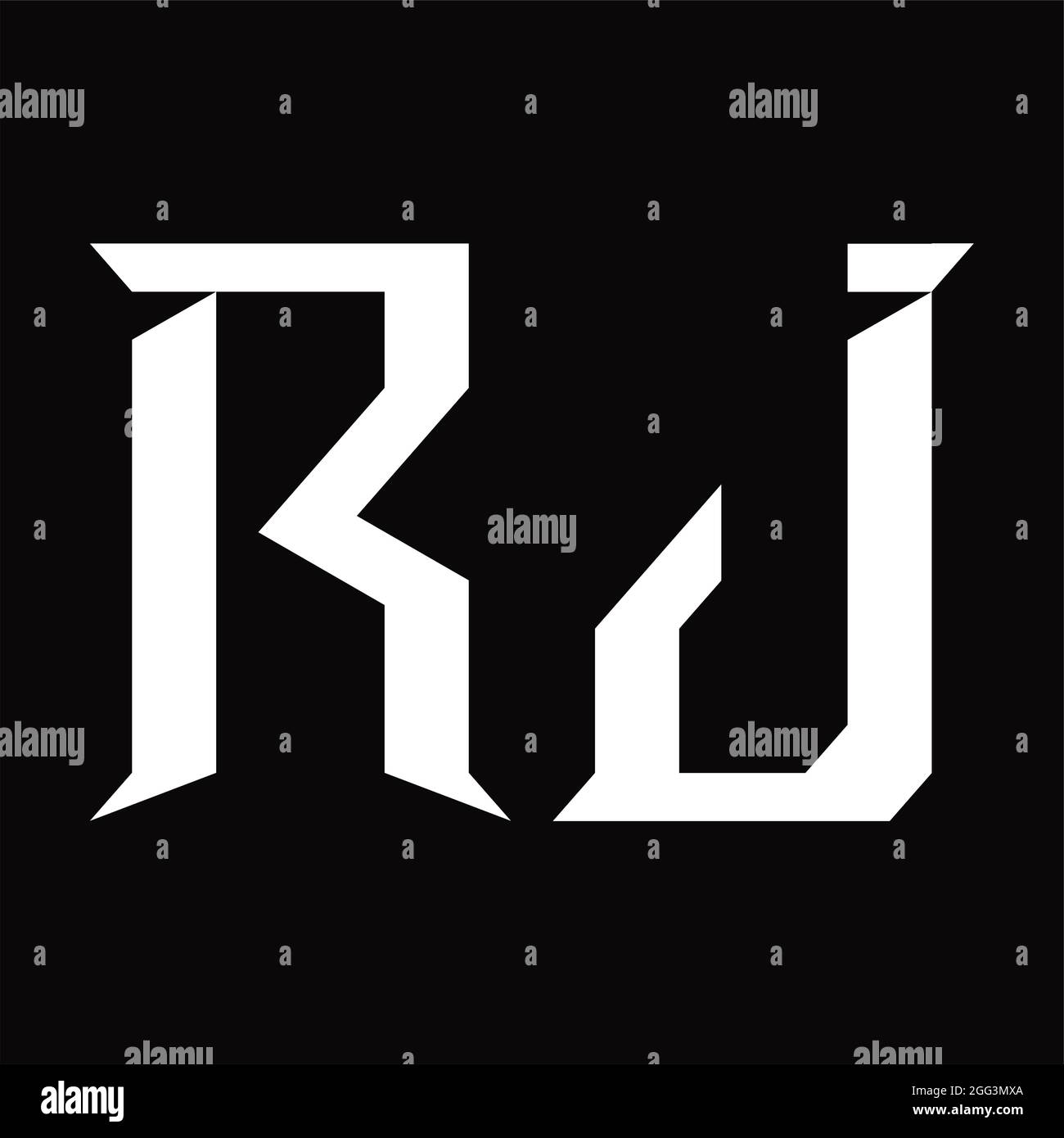 RJ Logo monogram with slice shape blackground design template Stock ...