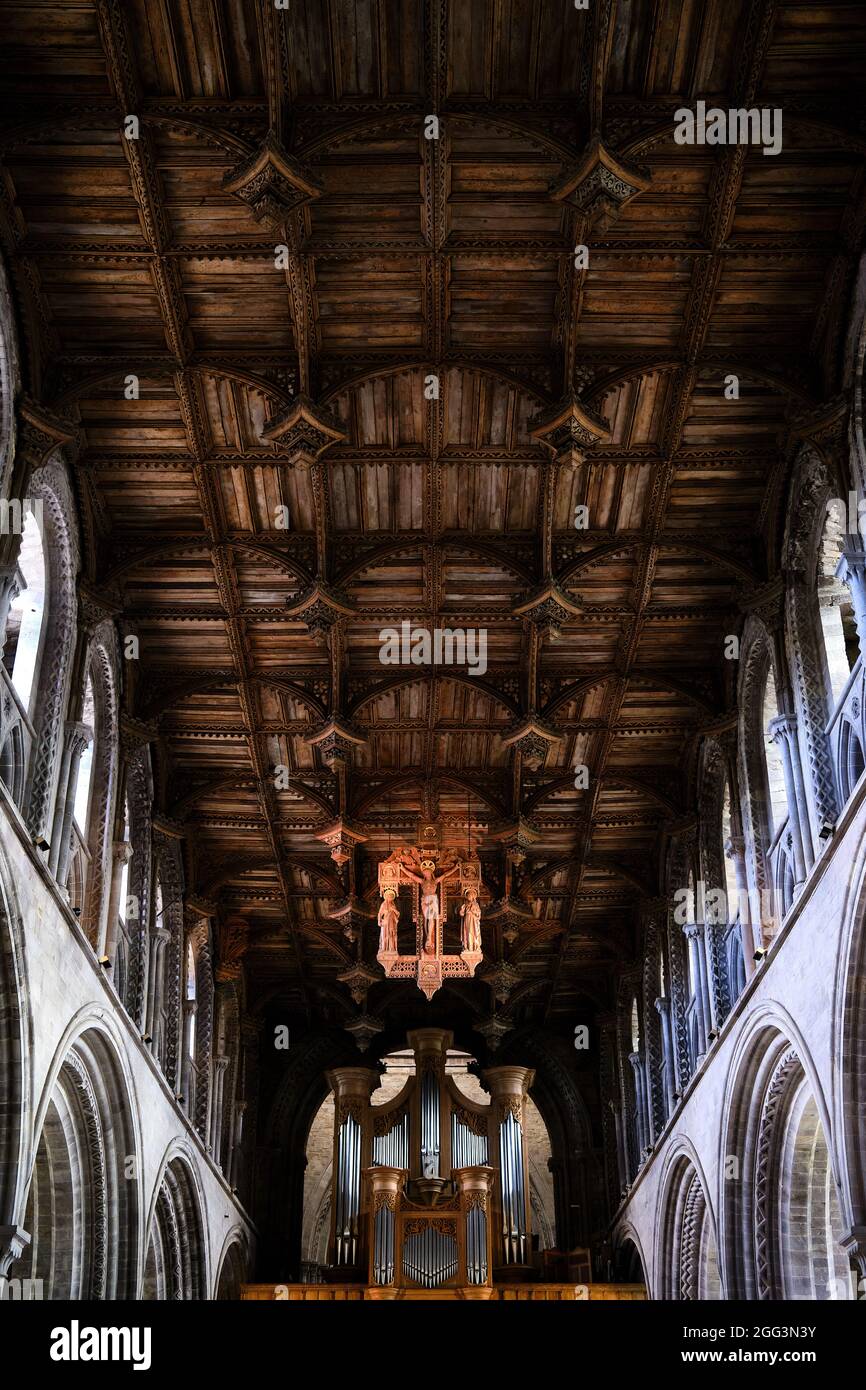 Interior of St. David's Cathedral in St. David's, Pembrokeshire, Wales ...
