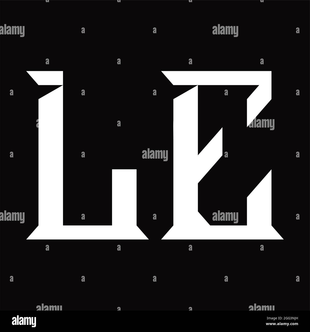 LE Logo monogram with slice shape blackground design template Stock ...