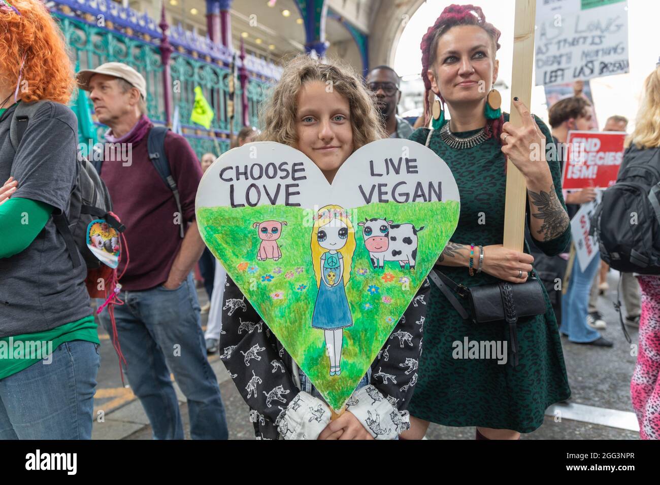 London, UK. 28th Aug, 2021. Animal rights protesters and activists ...