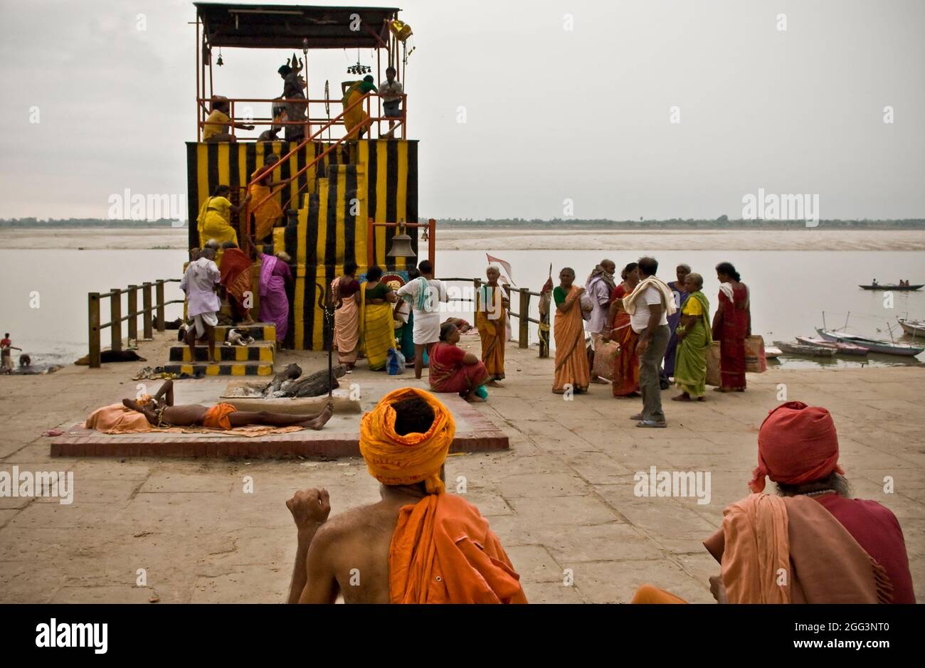 Hindu pilgrims and holy men or Sadhus participate in the holy ...