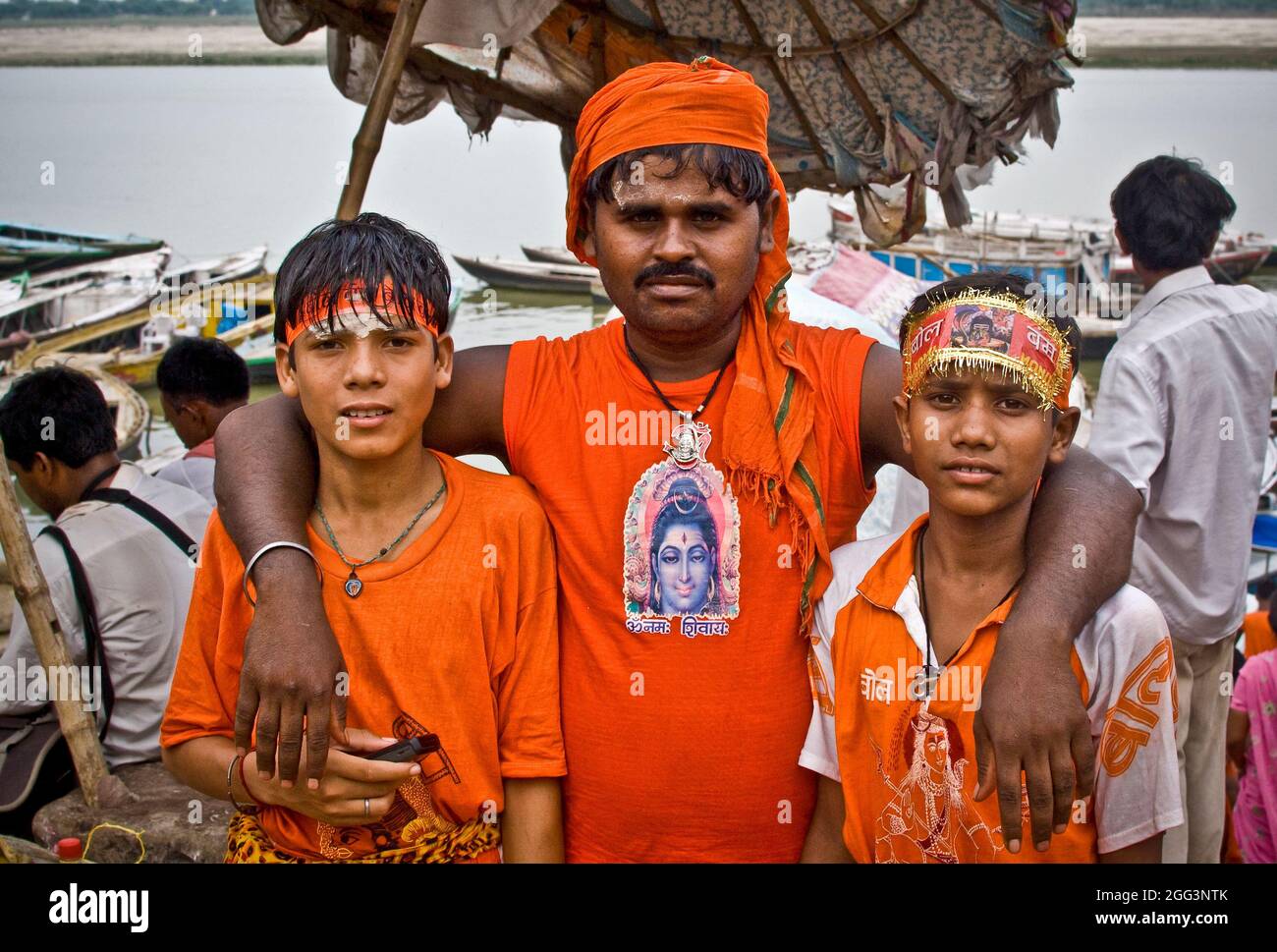Hindu pilgrims and holy men or Sadhus participate in the holy ...
