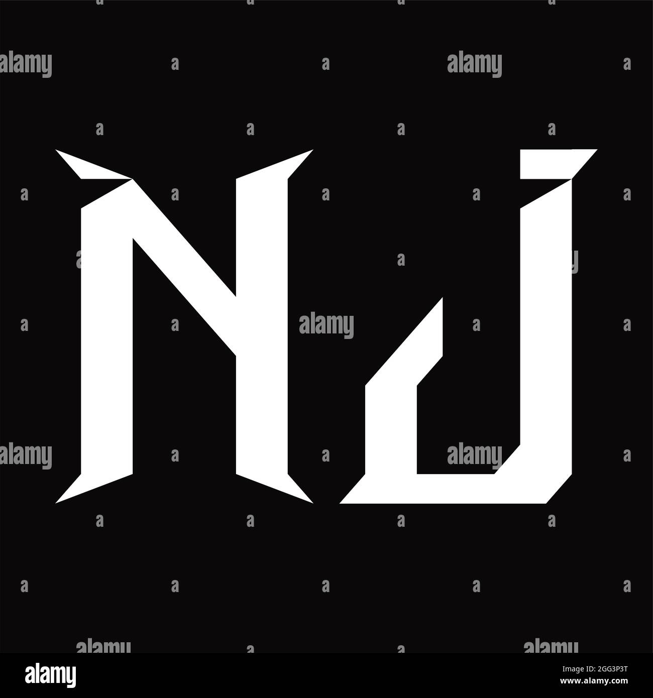 NJ Logo monogram with slice shape blackground design template Stock ...