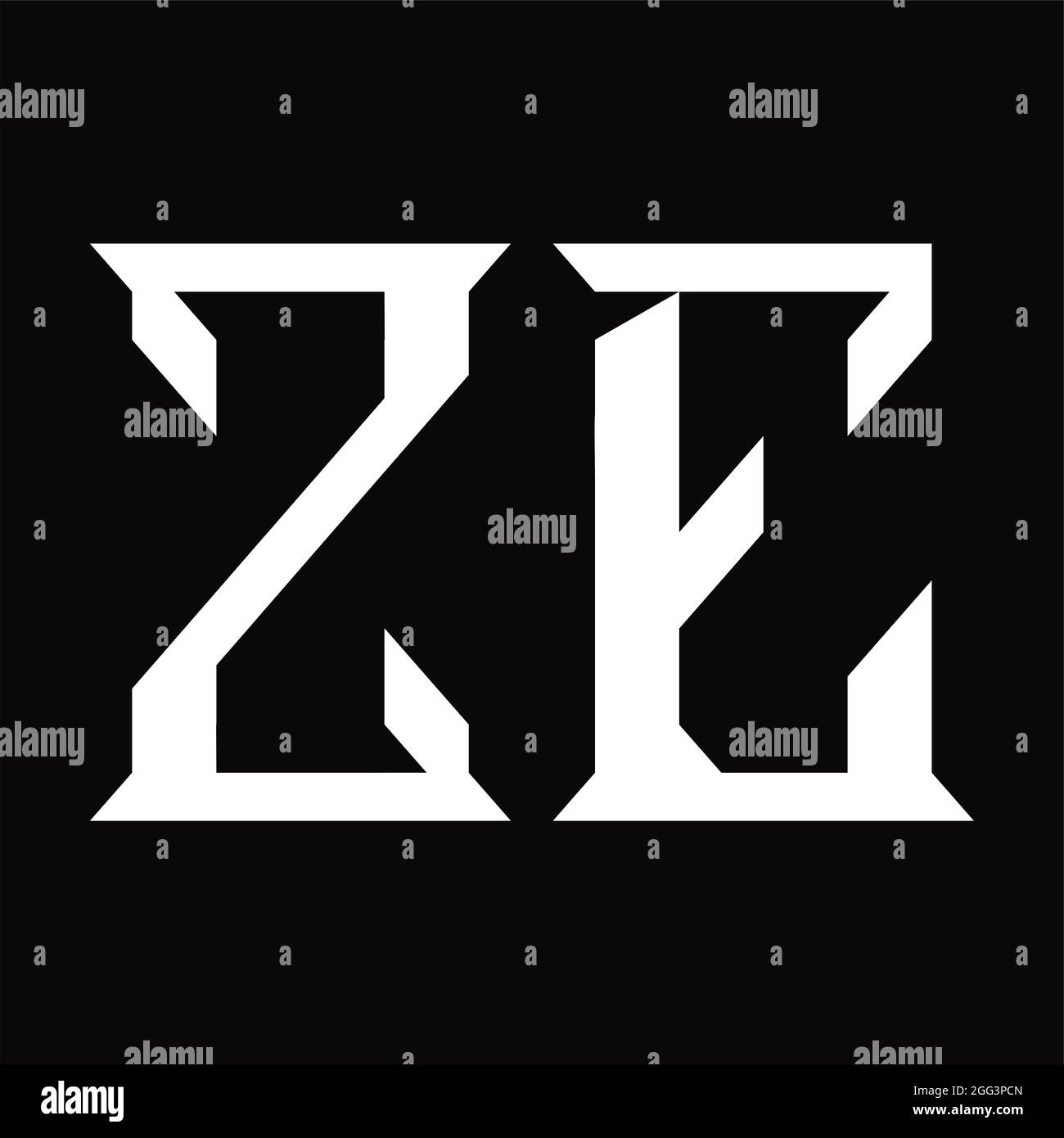 ZE Logo monogram with slice shape blackground design template Stock ...