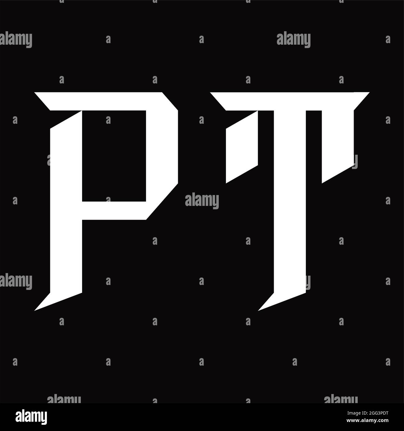 PT Logo monogram with slice shape blackground design template Stock ...