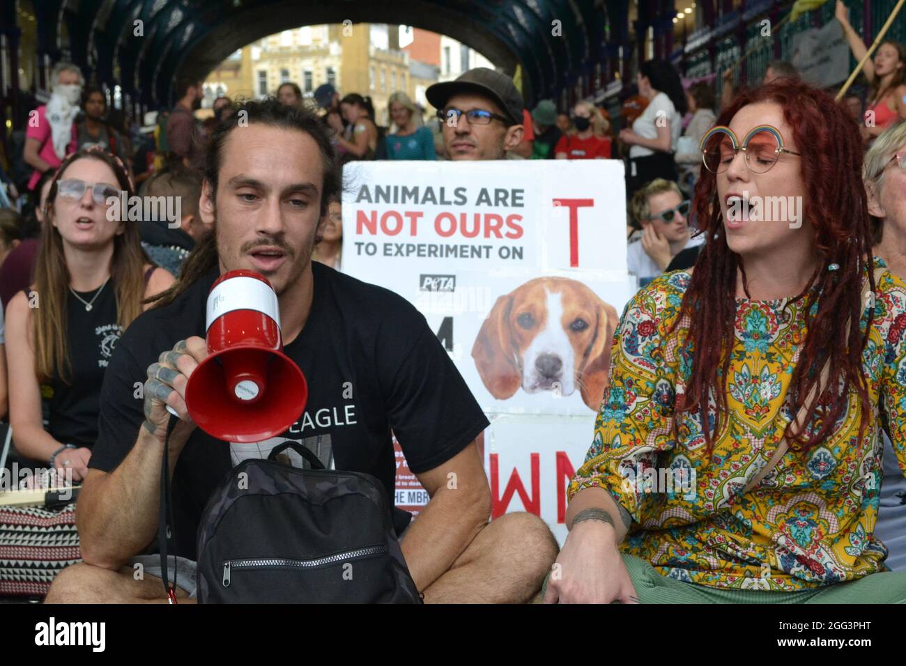 London, England. 28th August 2021. Animal Rebellion taking part in an ...