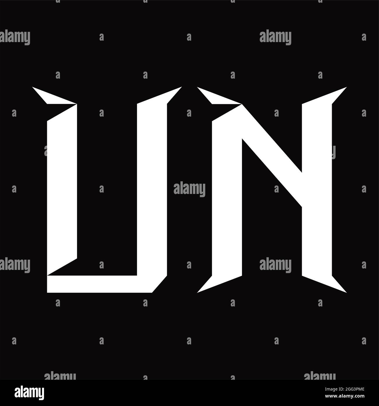 UN Logo monogram with slice shape blackground design template Stock ...